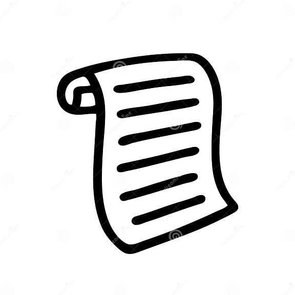 Doodle Unrolled Scroll, Hand Drawn with Thin Black Line Stock ...