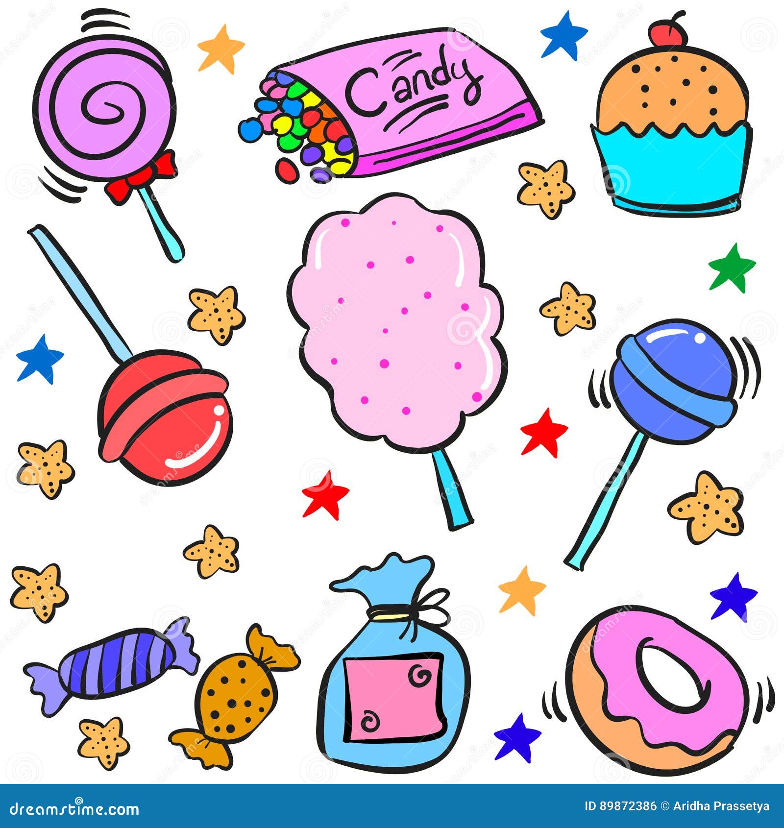 Doodle of Various Candy Colorful Stock Vector - Illustration of candy ...