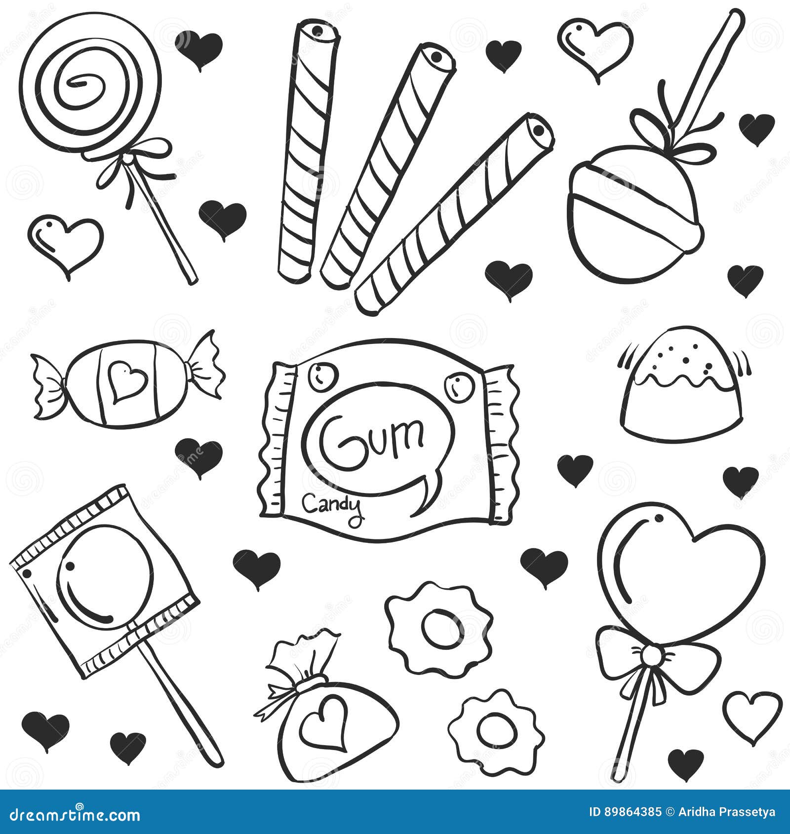 Doodle of Various Candy Hand Draw Stock Vector - Illustration of ...