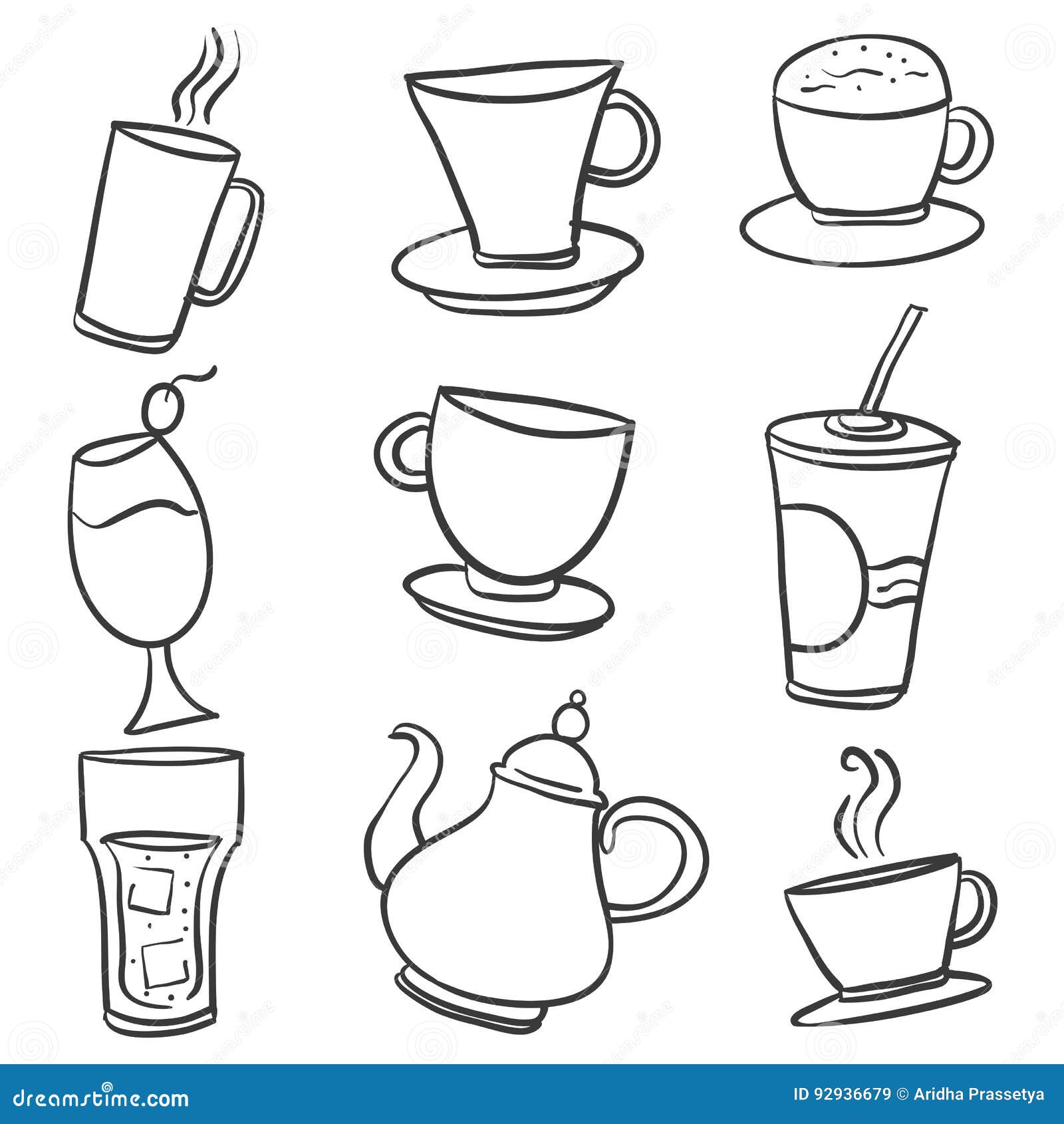 Doodle of Various Drink Hand Draw Stock Vector - Illustration of icon ...