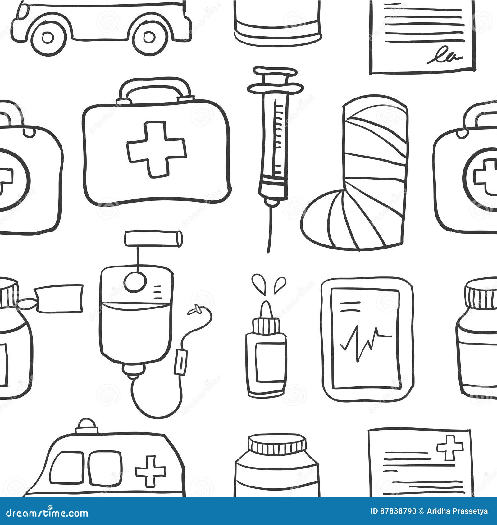 Doodle of Various Medical Object Style Stock Vector - Illustration of ...