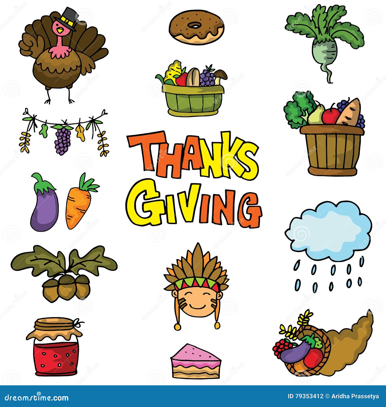 Doodle of Various Thanksgiving Element Stock Vector - Illustration of ...