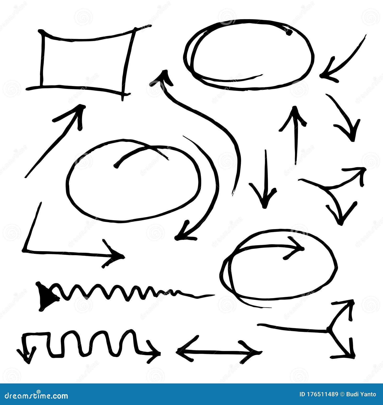 Doodle Vector Arrow and Scribble Set Stock Vector - Illustration of ...