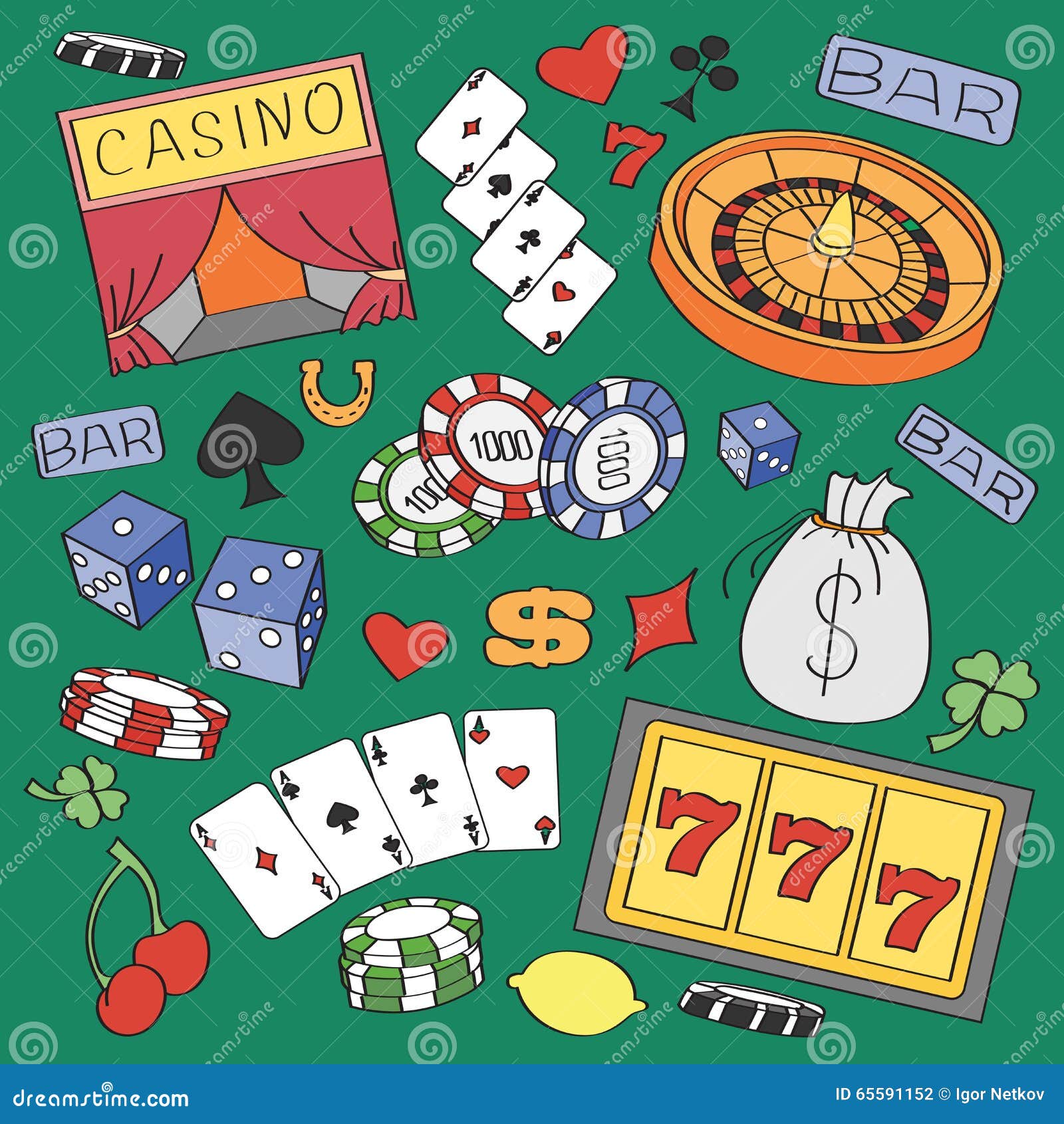 Doodle vector casino stock vector. Illustration of chessboard - 65591152