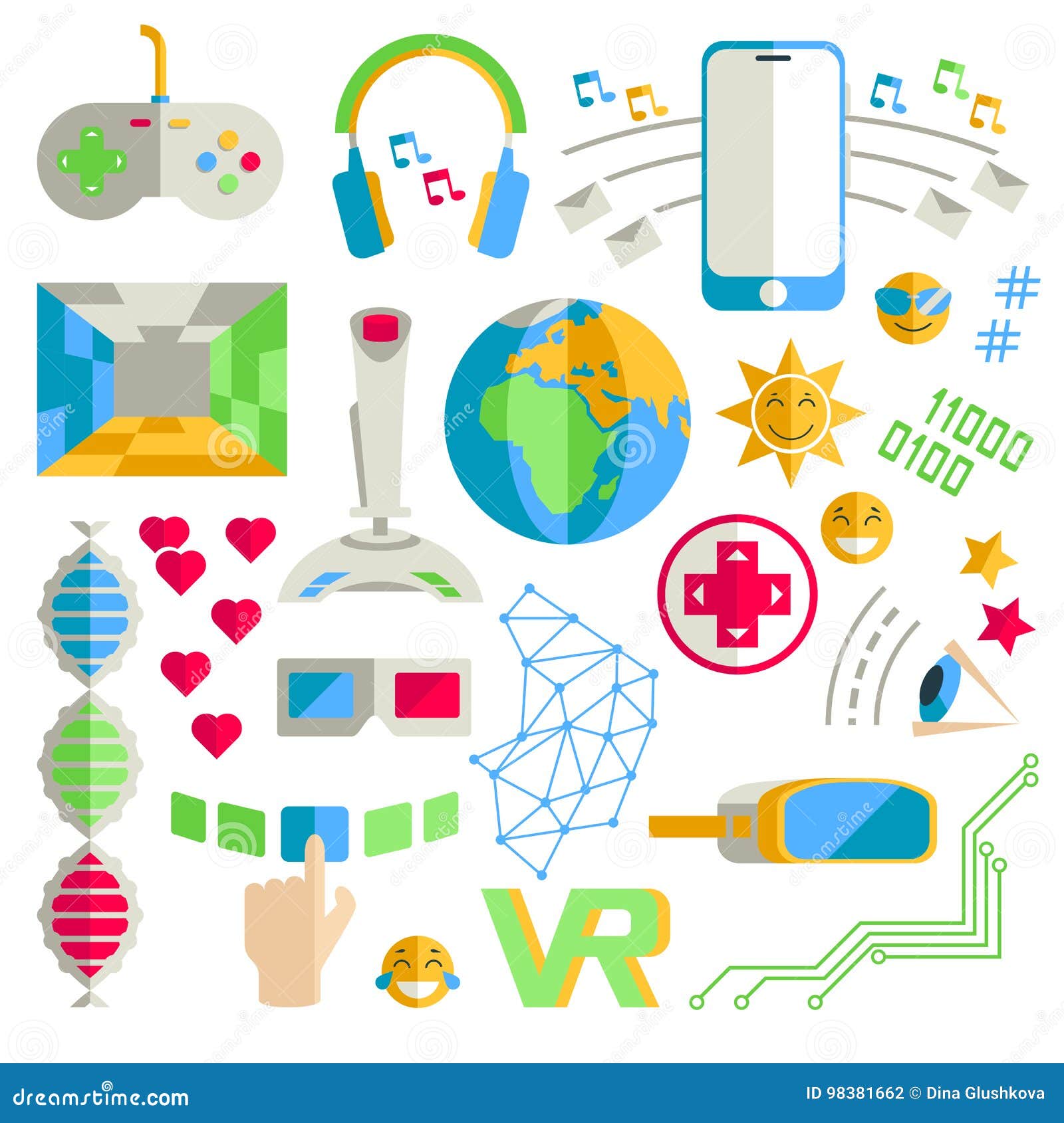 Doodle Vector Collection of Virtual Reality and Innovative Techn Stock ...