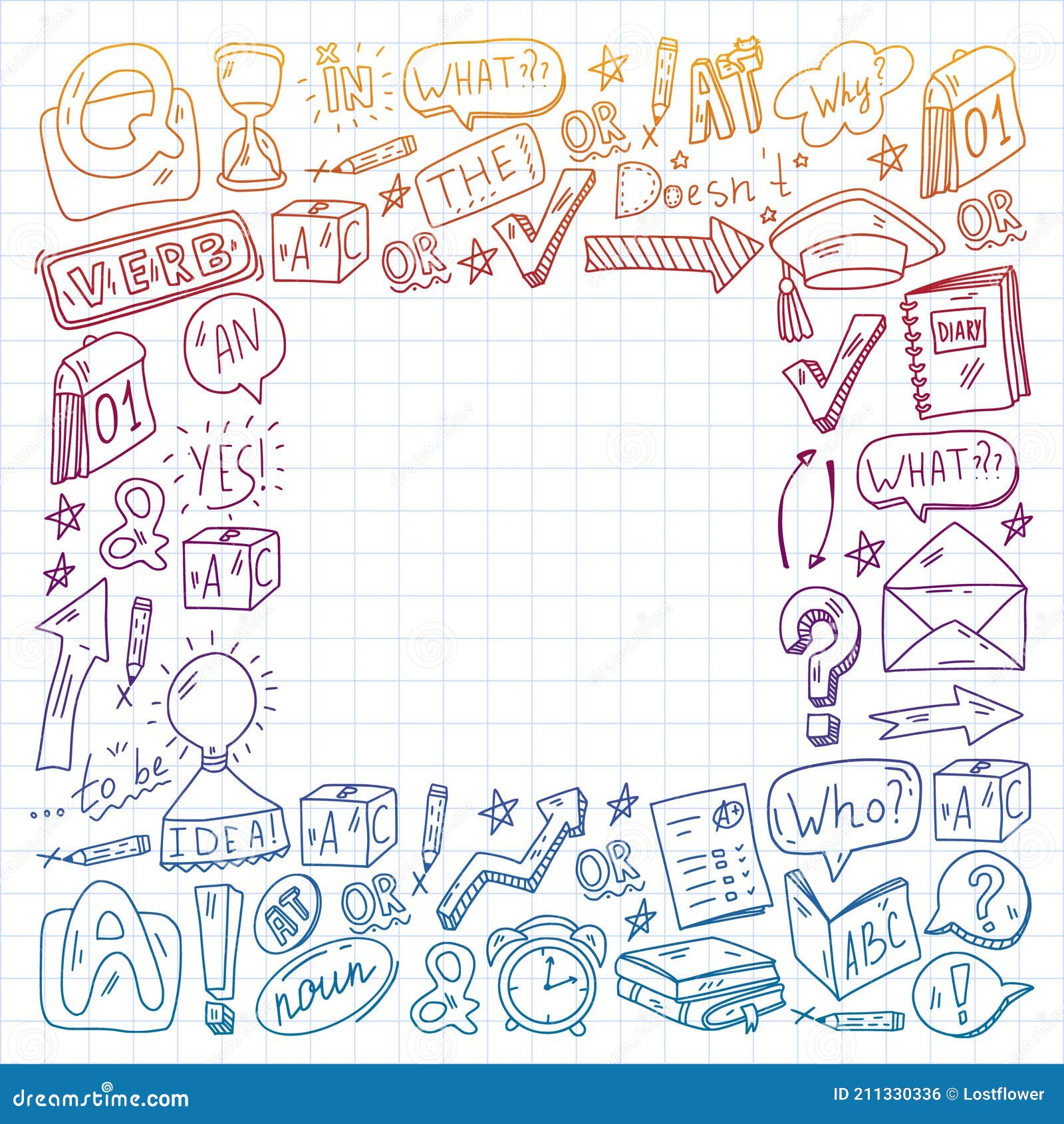 Doodle Vector Concept Illustration of Learning English Language ...