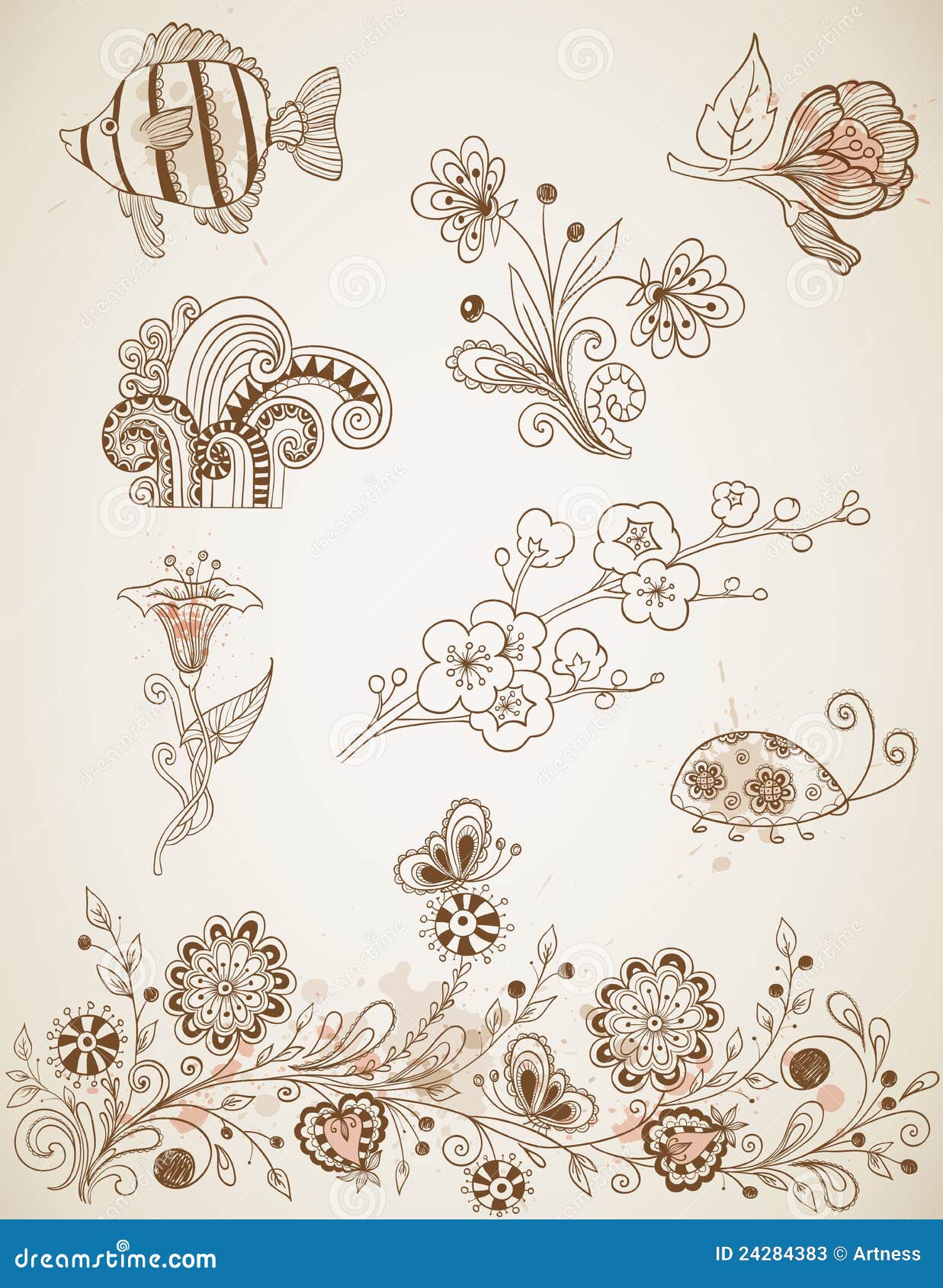 Doodle Vector Design Elements Stock Vector - Illustration of swirl ...