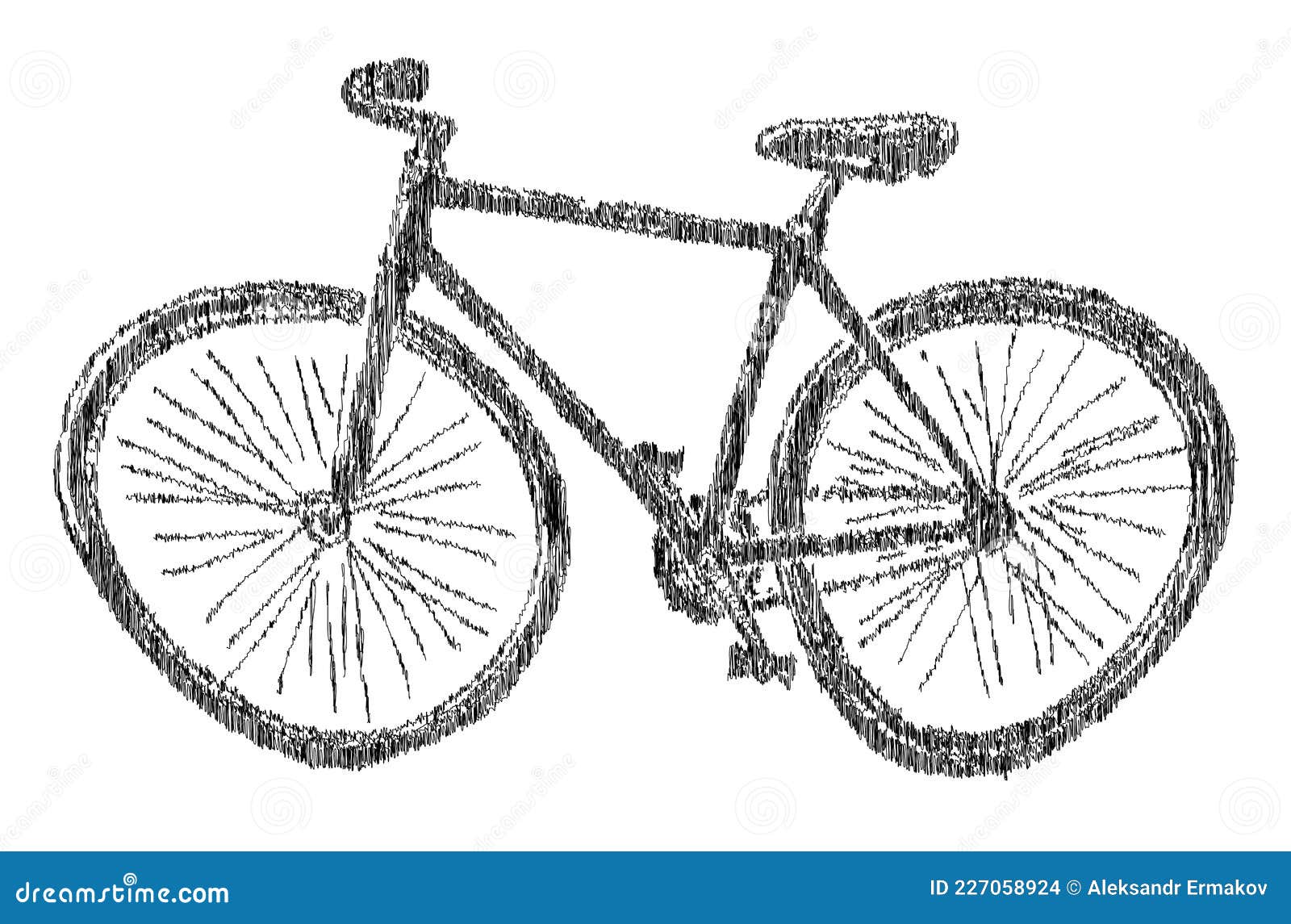 Doodle Vector Drawing of Old Abstract Bicycle with Curved Wheels Stock ...