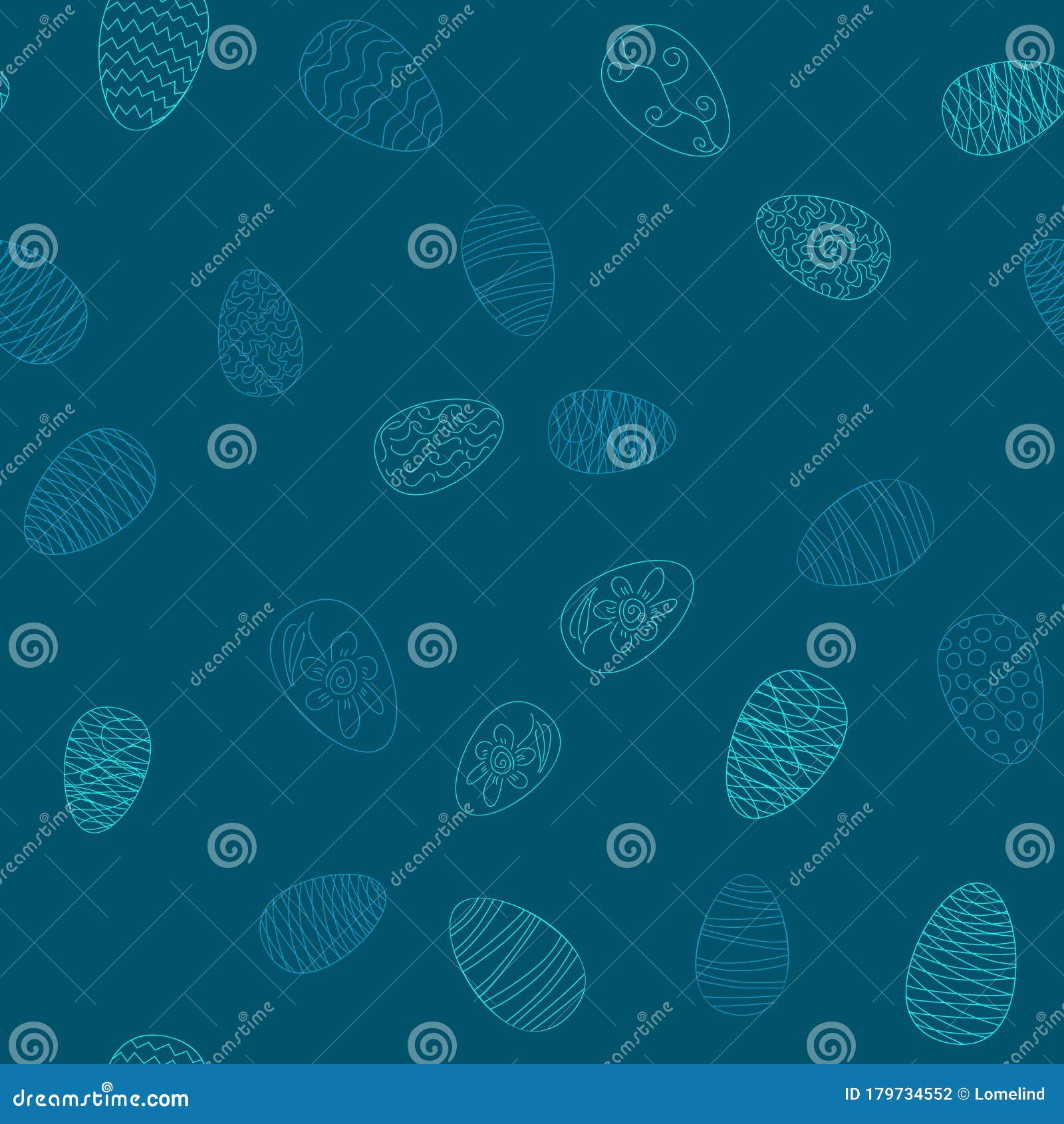 Doodle Vector Easter Eggs Chaotic Seamless Pattern Stock Illustration - Illustration of gift ...