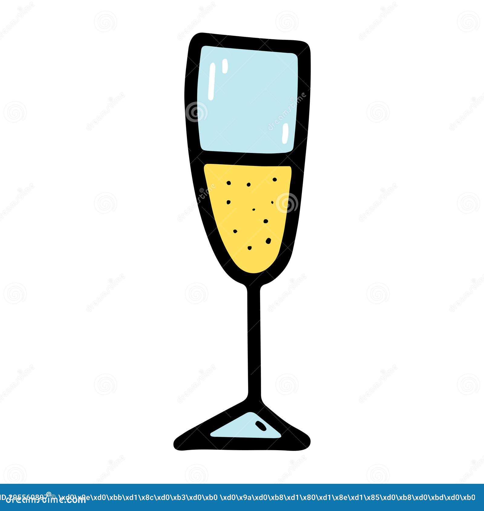 Doodle Vector Glass for Prosecco, Champagne Image Stock Vector ...
