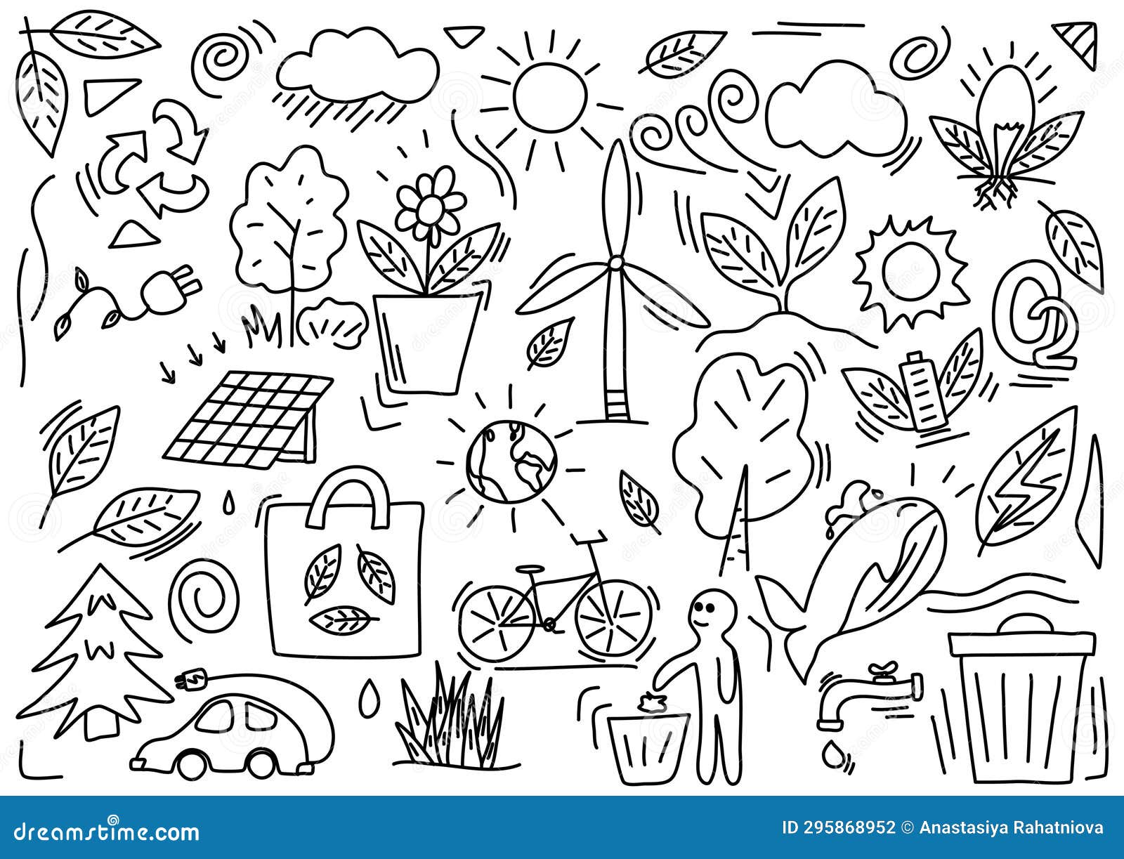 Doodle Vector Illustration on the Theme of Ecology and Environmental ...
