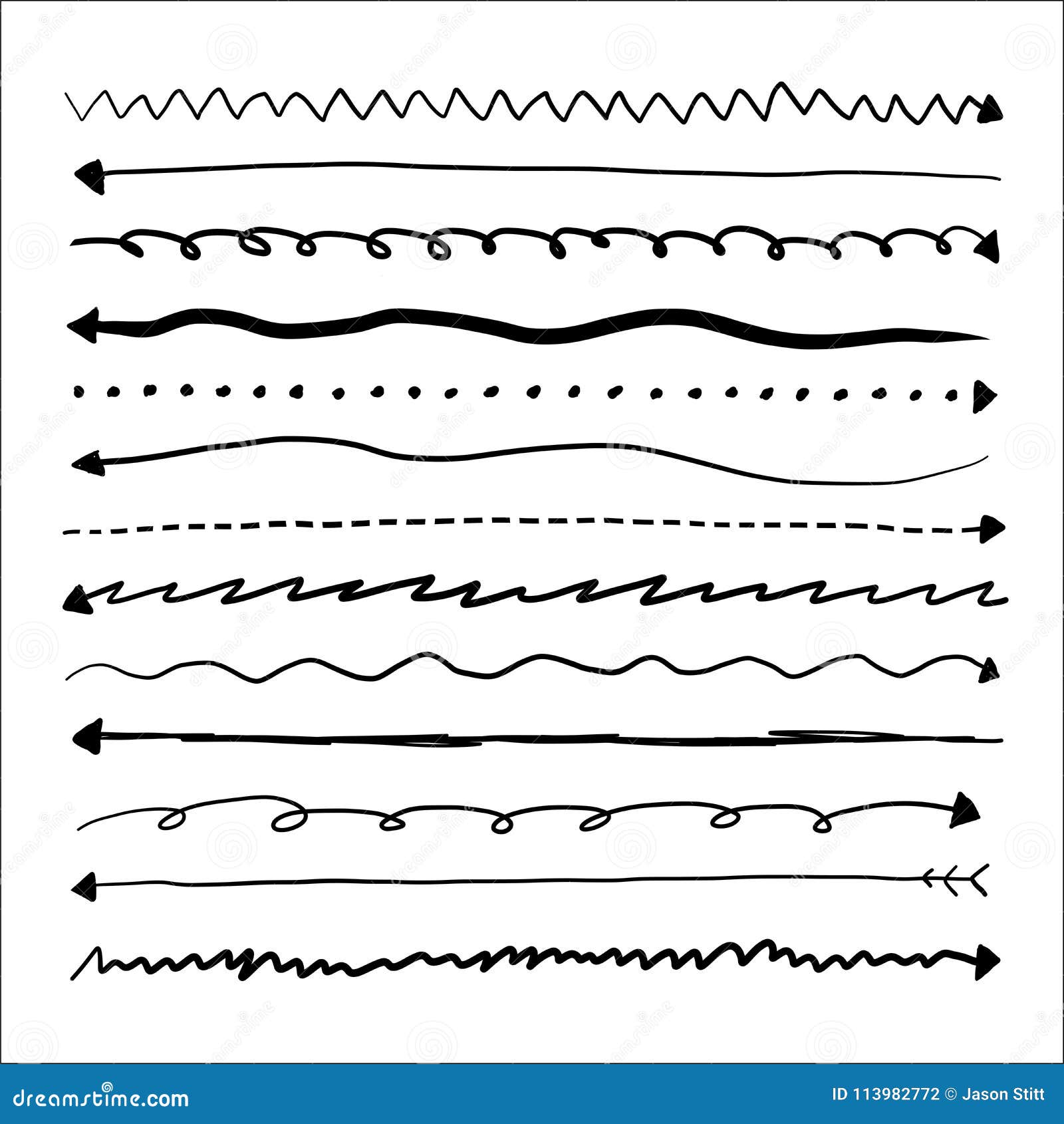 Doodle Vector Long Arrows stock vector. Illustration of circle - 113982772