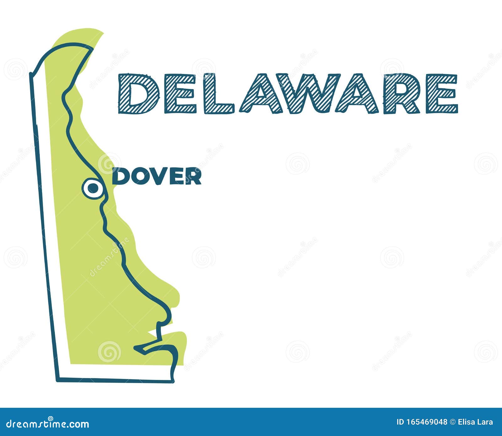 Doodle Vector Map of Delaware State of USA Stock Vector - Illustration ...