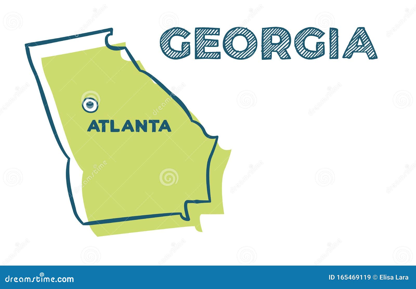 Georgia State Vector Map Silhouette Isolated On White Background. Stock ...