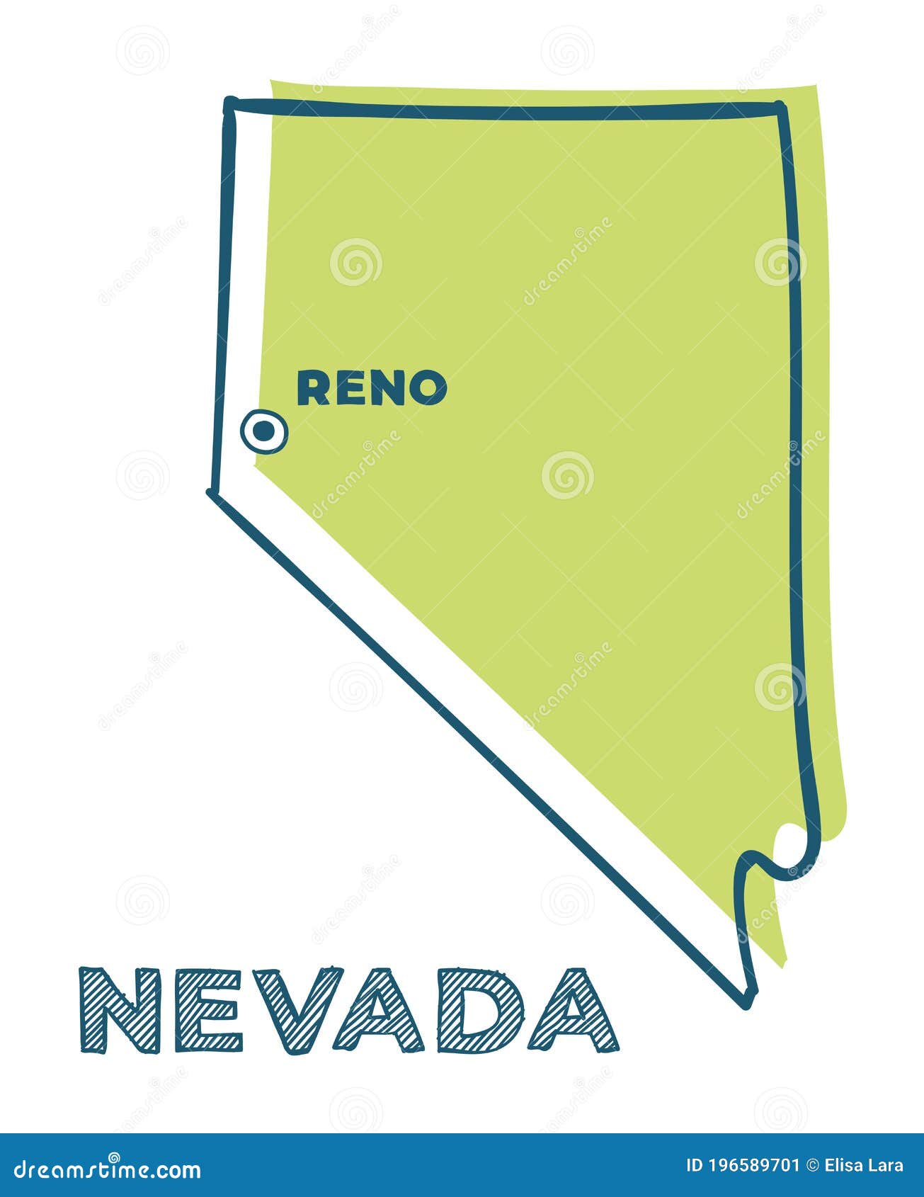 Doodle Vector Map of Nevada State of USA.states-part-2 Stock Vector ...