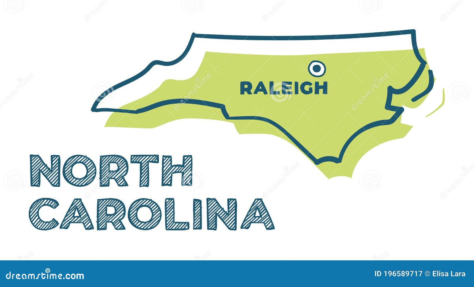 Doodle Vector Map of North Carolina State of USA Stock Vector ...
