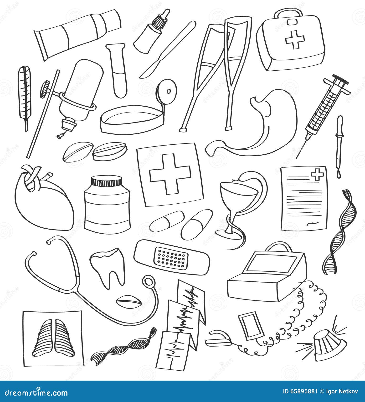 Doodle vector Medical stock vector. Illustration of heart - 65895881