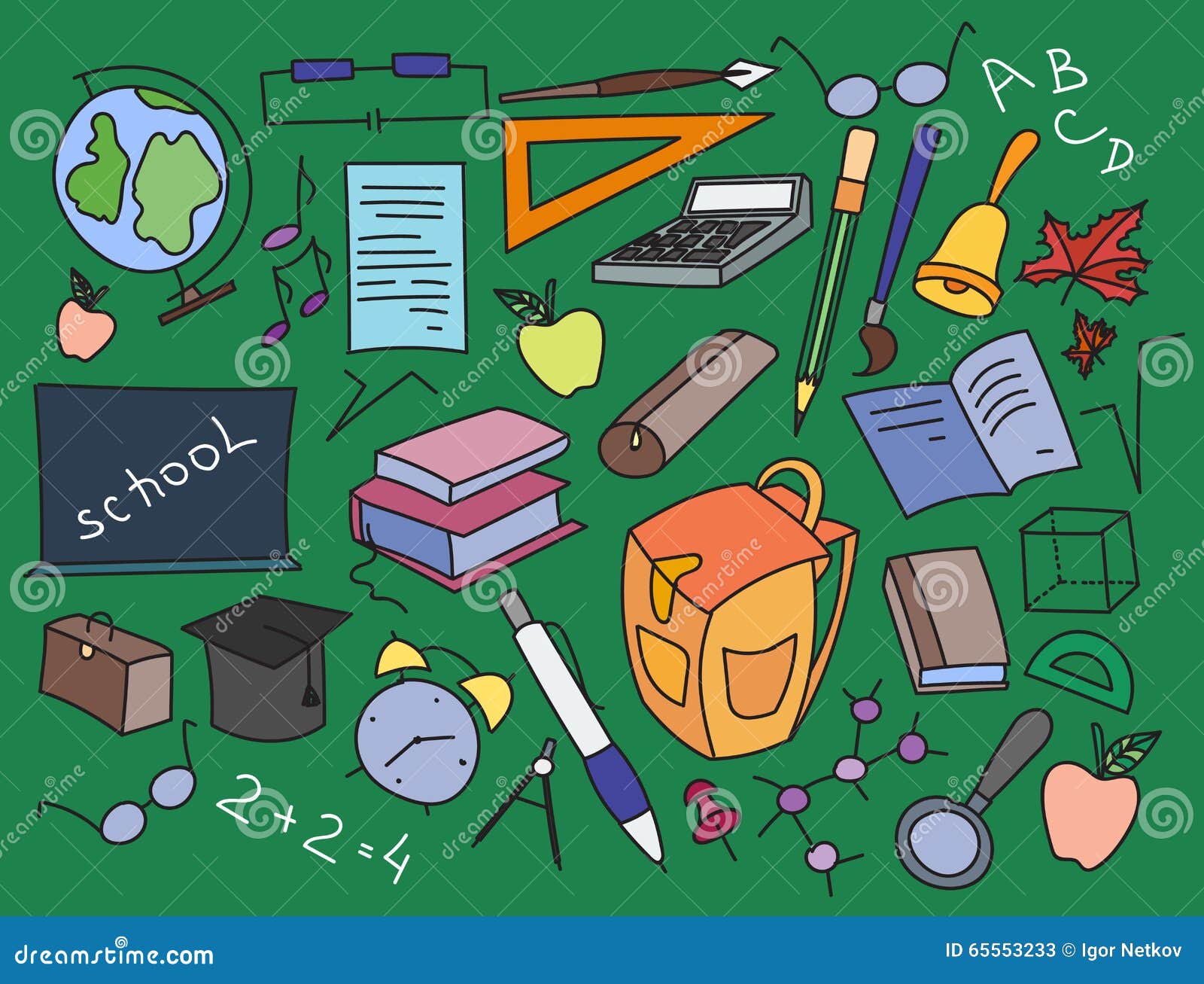 Doodle Vector Set of Learning Stock Vector - Illustration of lamp ...