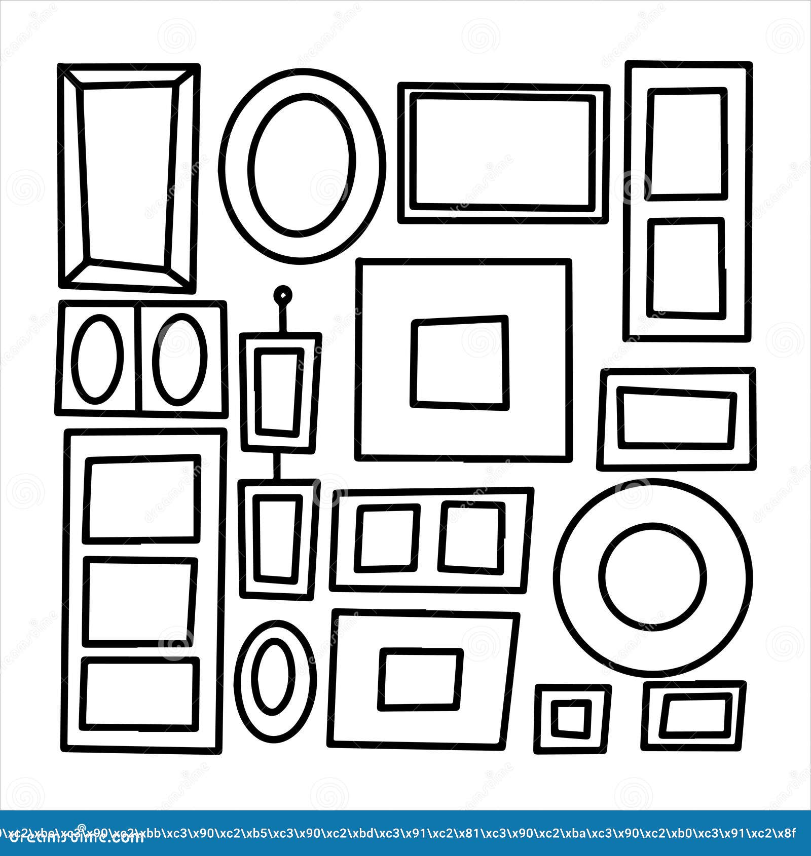 Doodle Vector Set of Photo Frames. Hand Drawn Illustration of a Wall ...