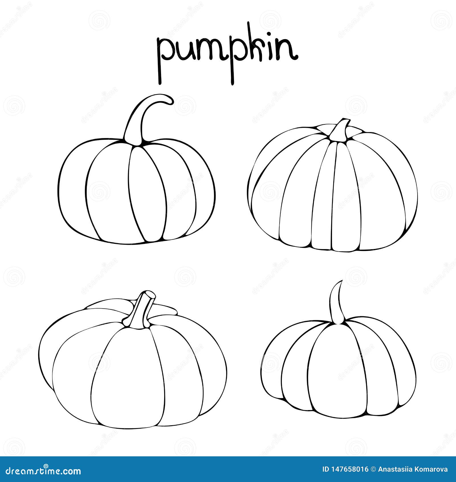 Doodle Vector Set with Pumpkins. Stock Vector - Illustration of design, sketch: 147658016