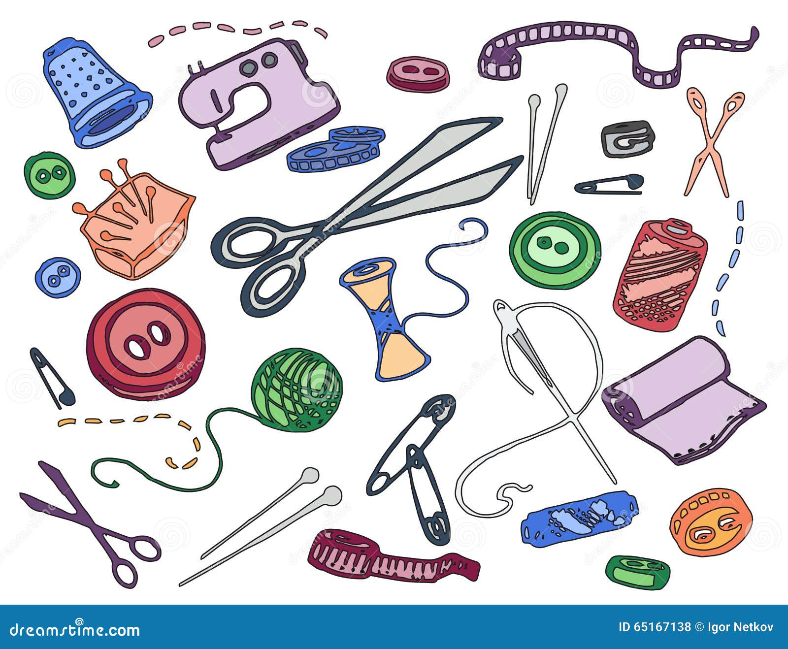 Doodle Vector Set of Tailor Business Stock Vector - Illustration of ...