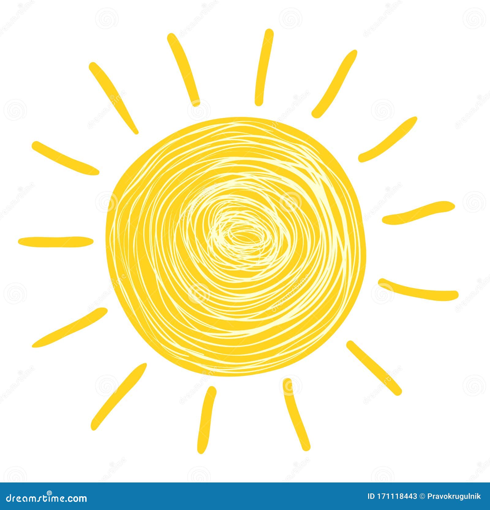 Doodle Vector Sun Drawing in Flat Style for Icons Stock Vector ...