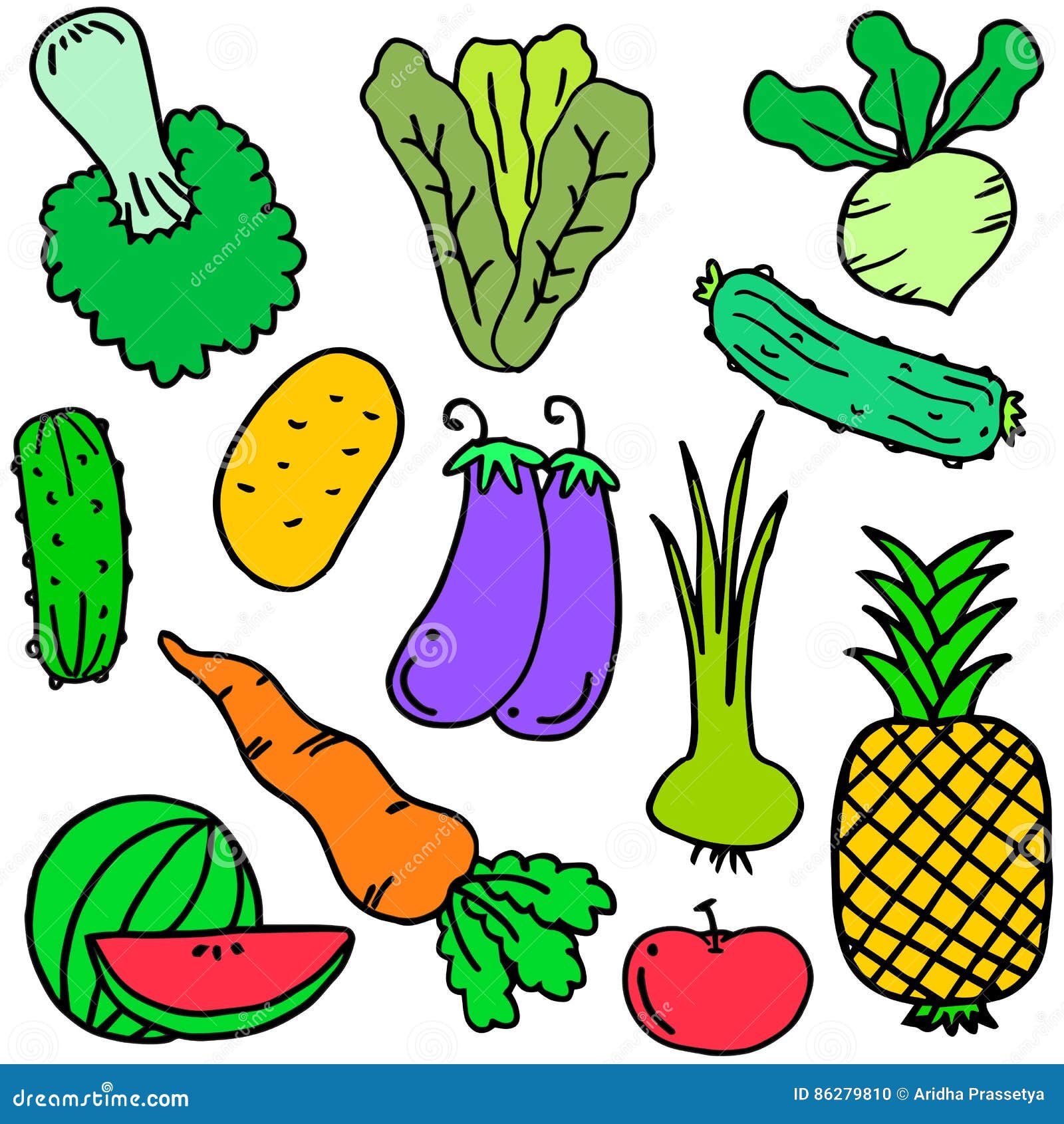 Doodle of Vegetable Object Set Stock Vector - Illustration of spinach ...