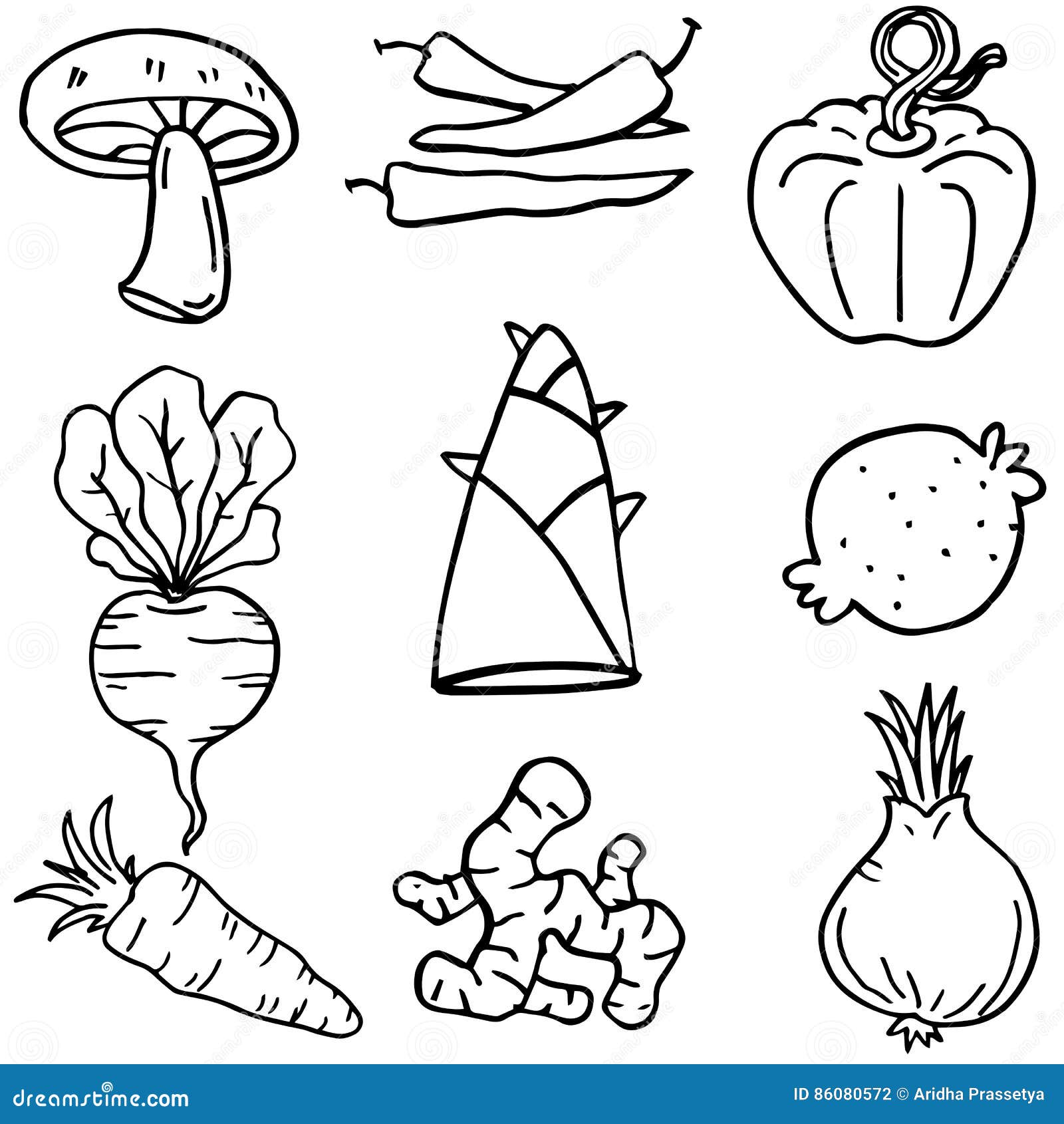 Doodle Vegetable Vector Art Illustration Stock Vector - Illustration of ...