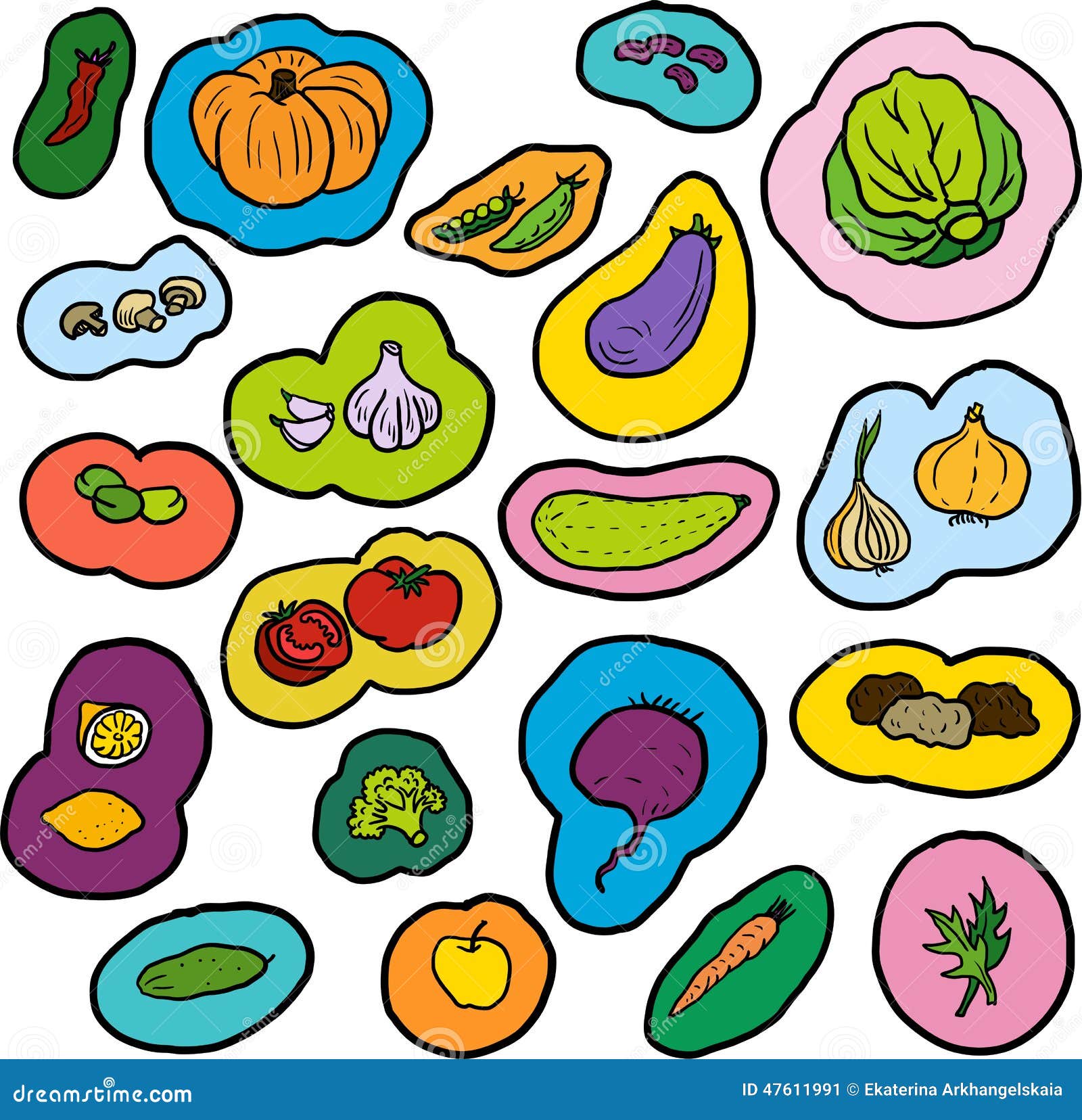 Doodle vegetables set stock vector. Illustration of food - 47611991