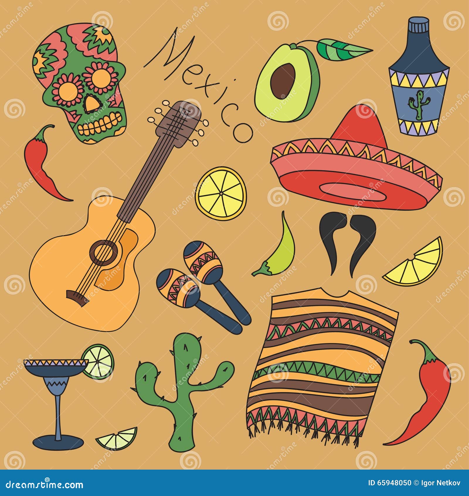 Doodle vektor mexico stock vector. Illustration of national - 65948050