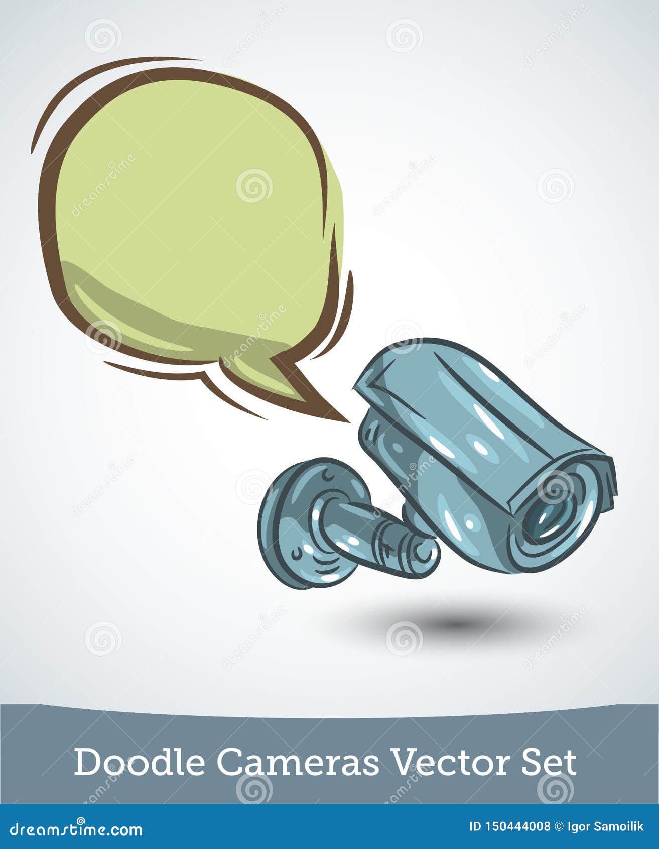 Doodle Video Camera with Speech Bubble Isolated on White Background ...