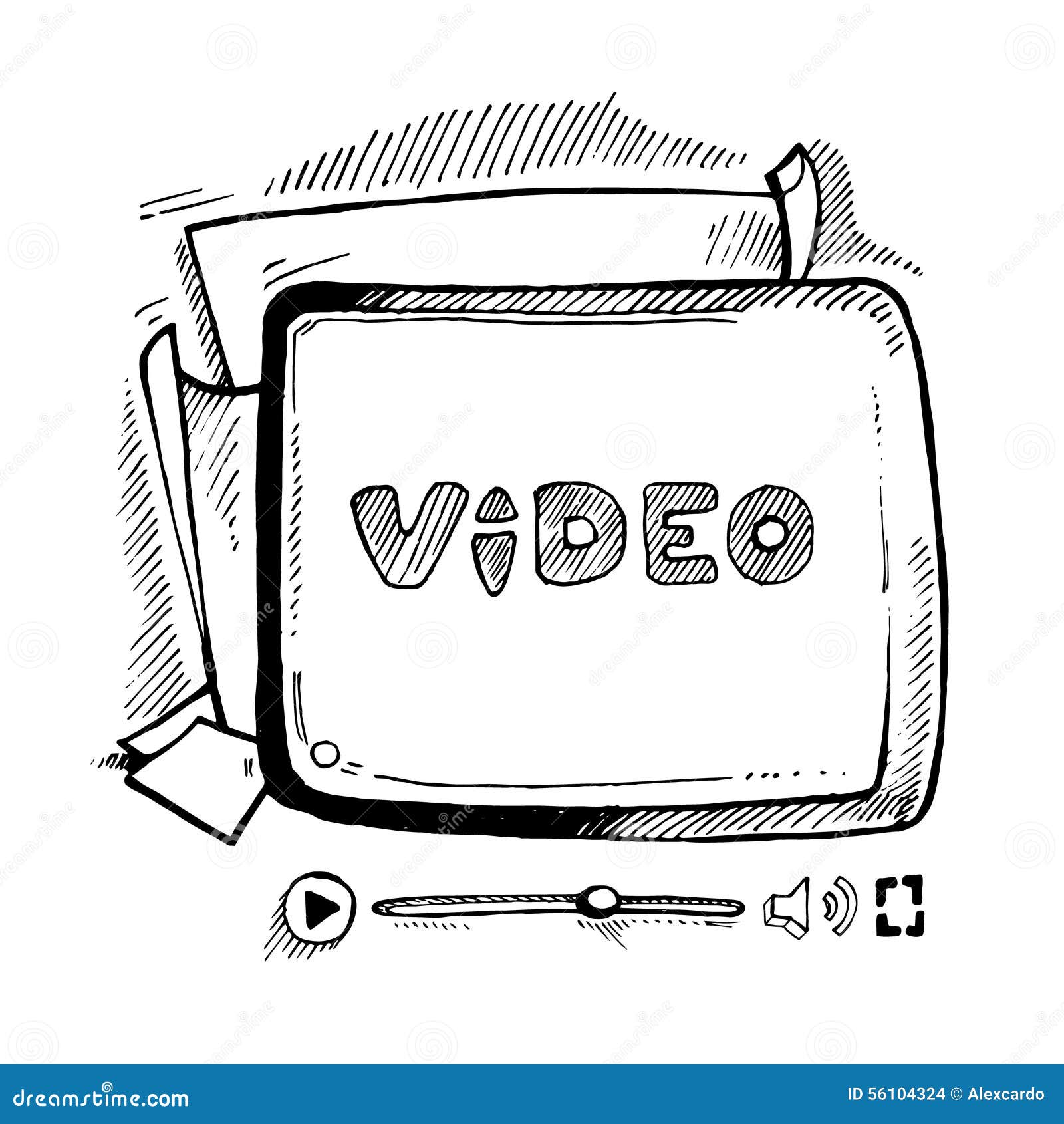 Doodle video player stock vector. Illustration of digital - 56104324