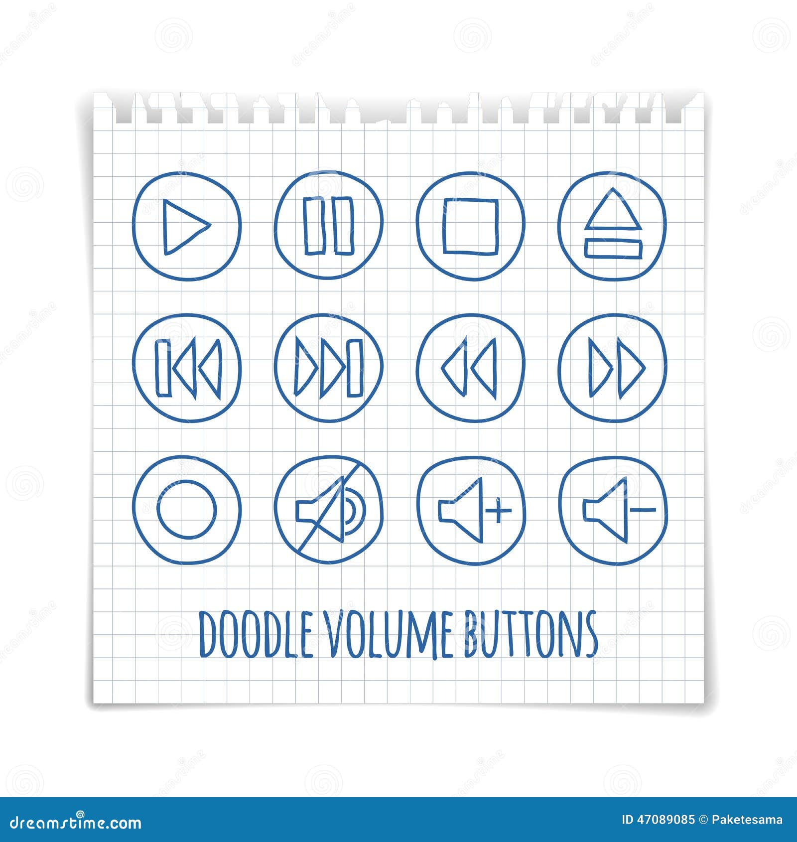 Doodle volume buttons stock vector. Illustration of play - 47089085