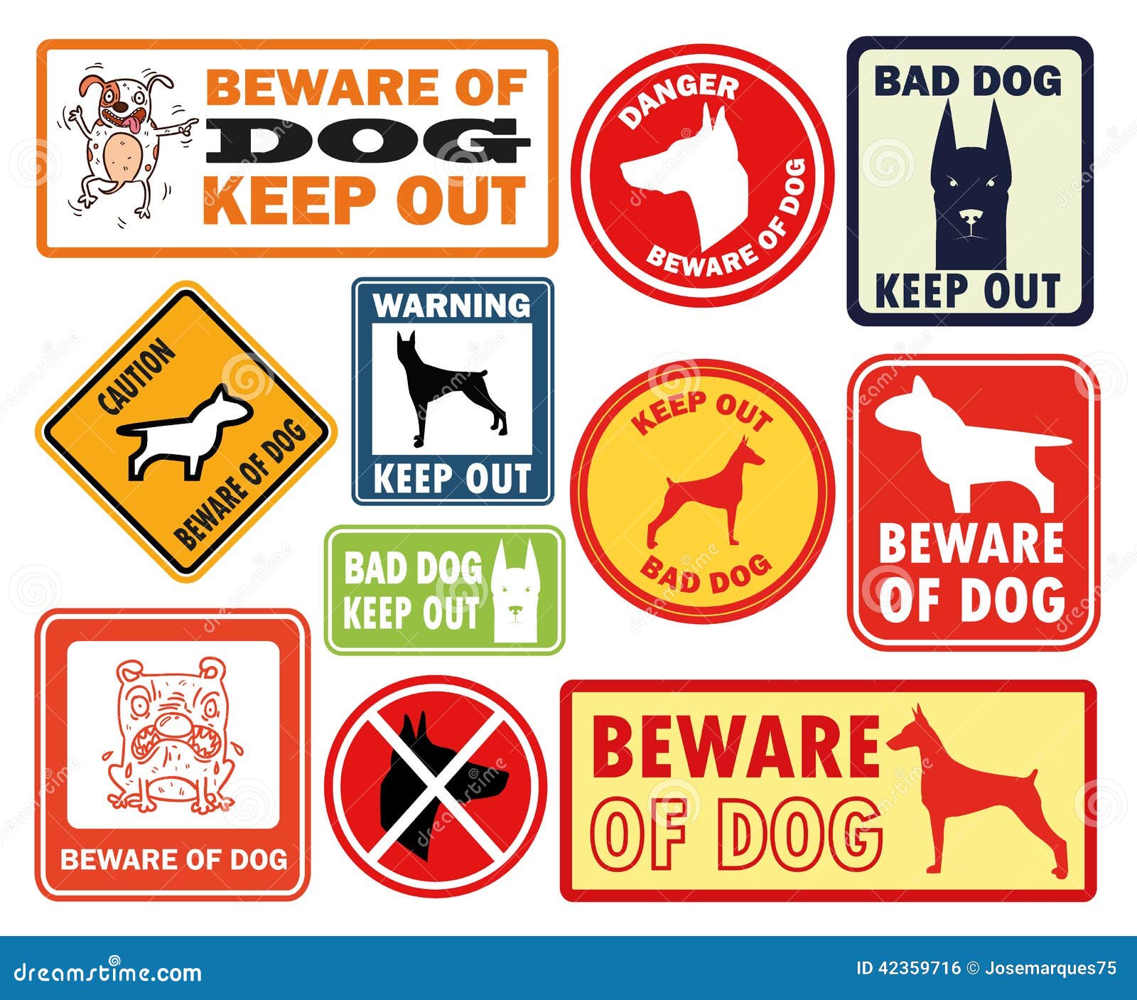 Doodle Warning Dog Sign Banner Stock Vector - Illustration of label ...