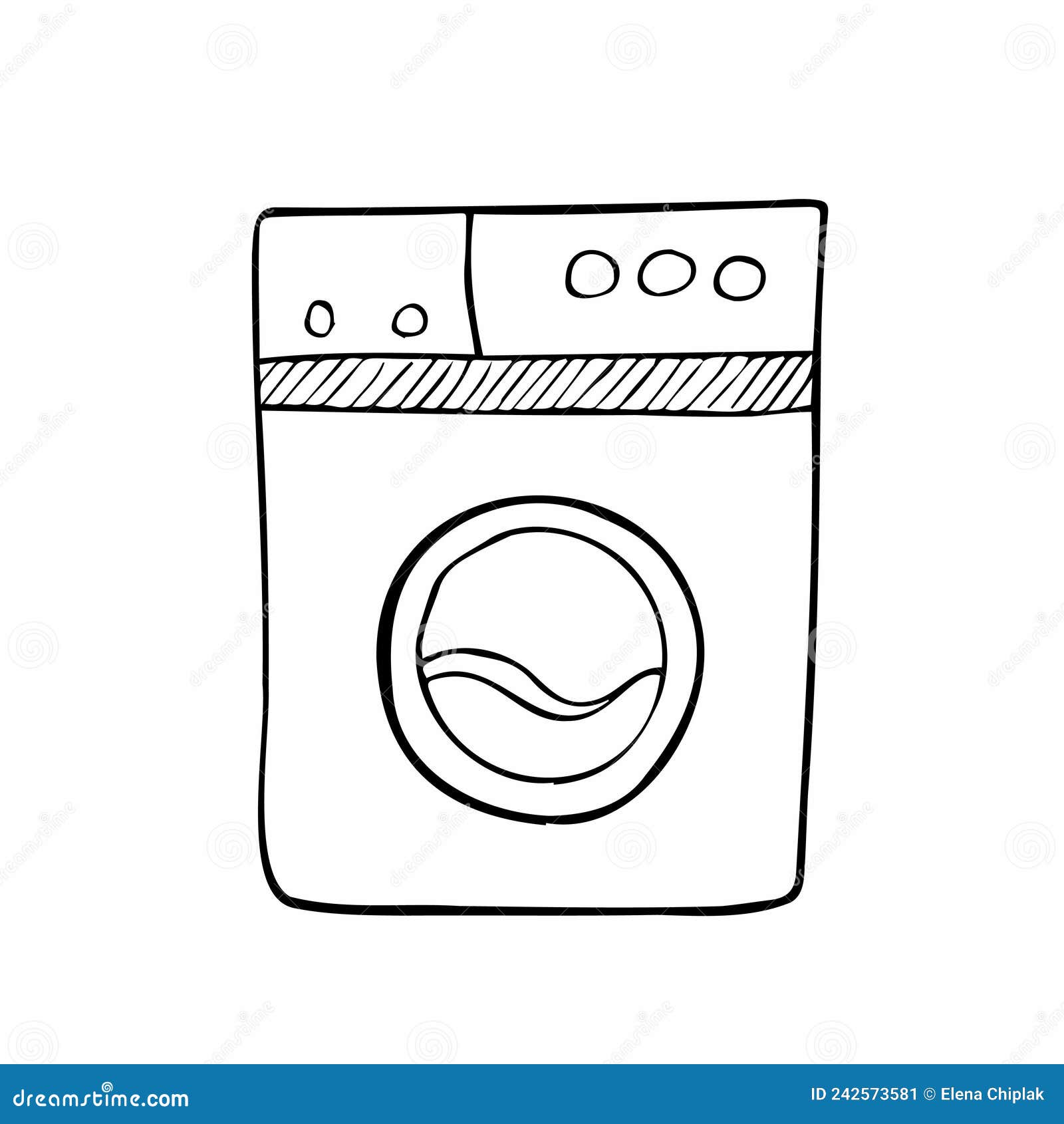 Doodle Washing Machine Icon. Vector Laundry Sketch Stock Vector ...