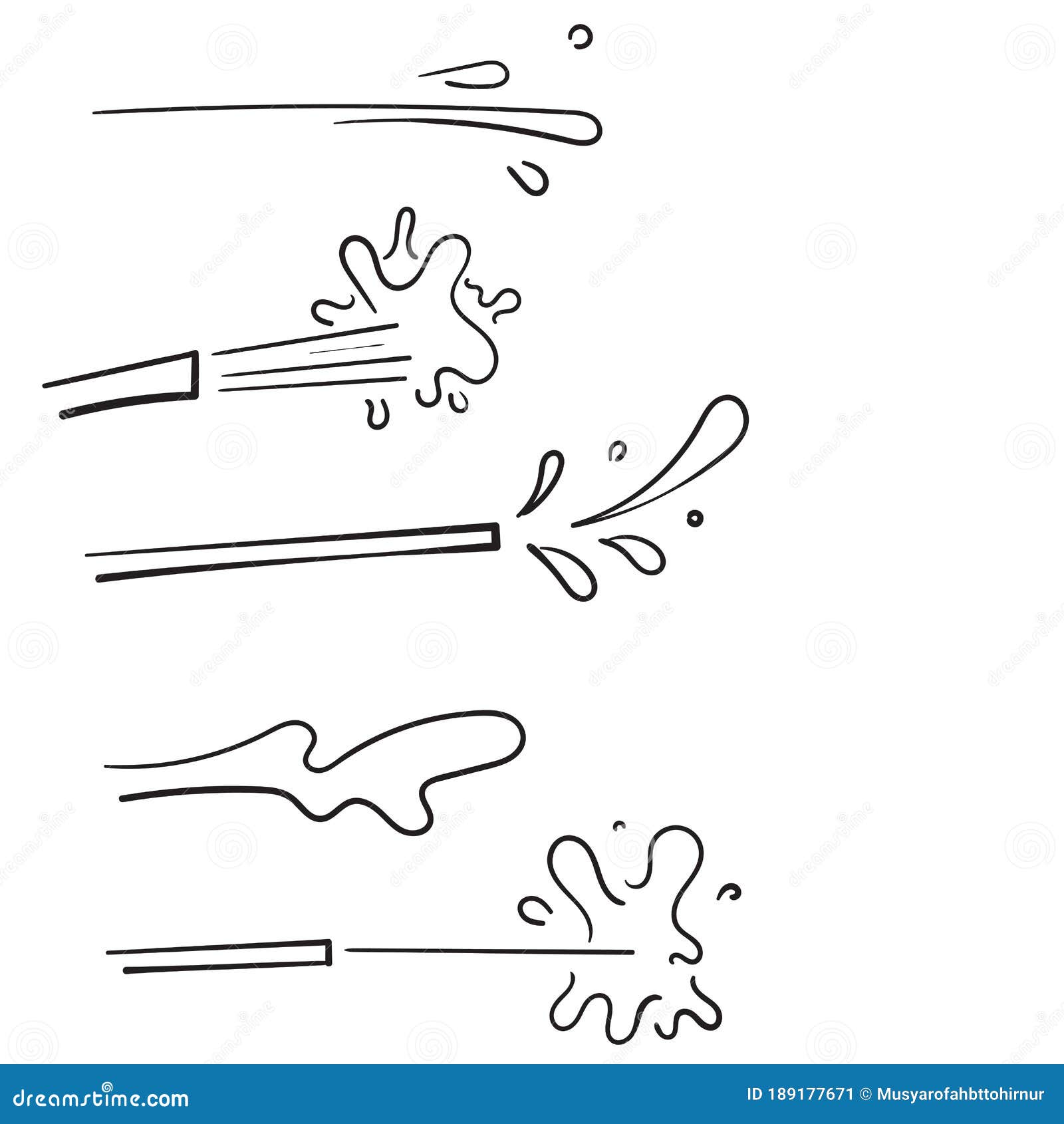 Doodle Water Burst Splash Illustration Hand Drawing Style Vector Stock ...