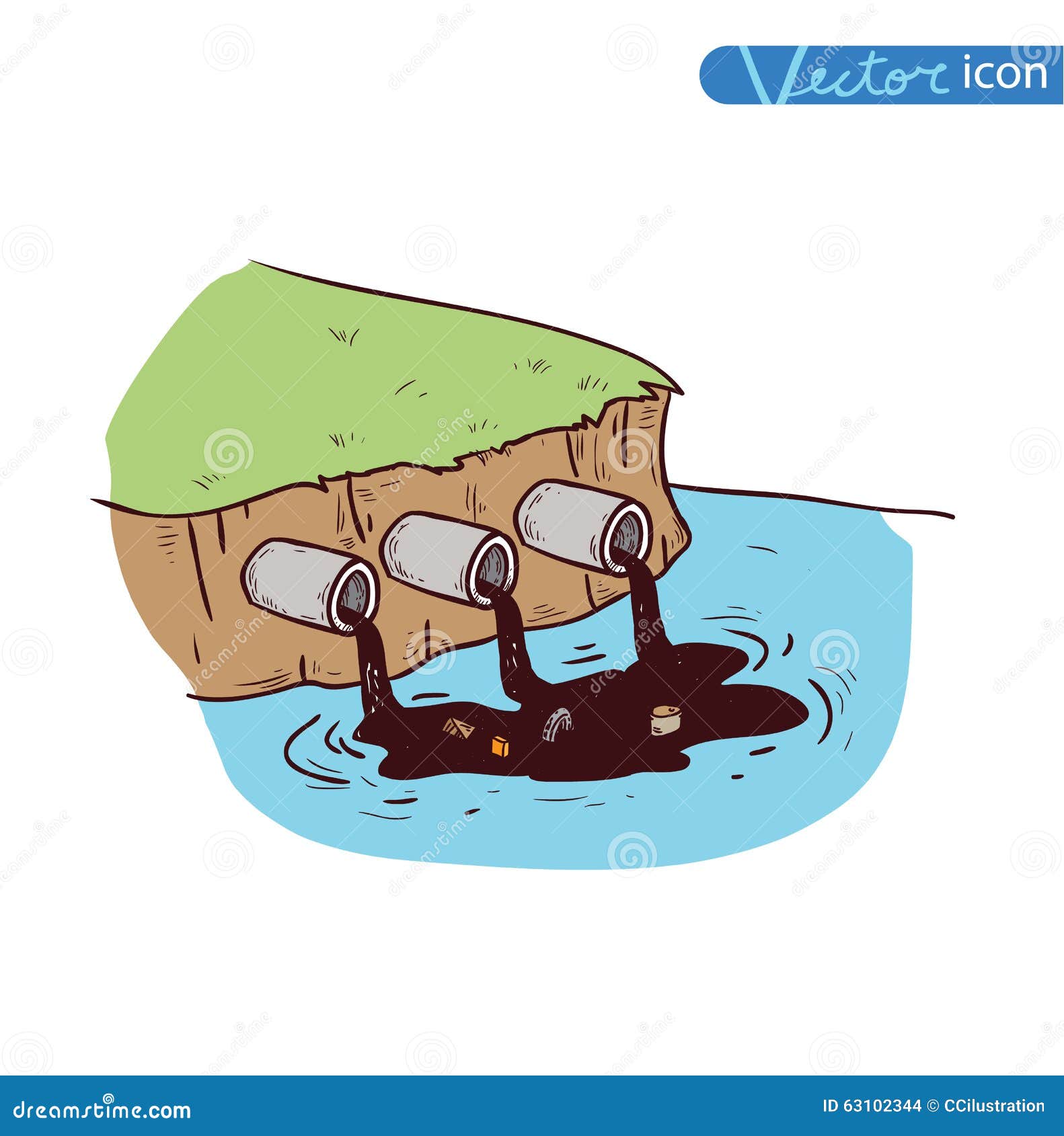 Doodle Water Pollution, Vector Illustration. Stock Vector ...