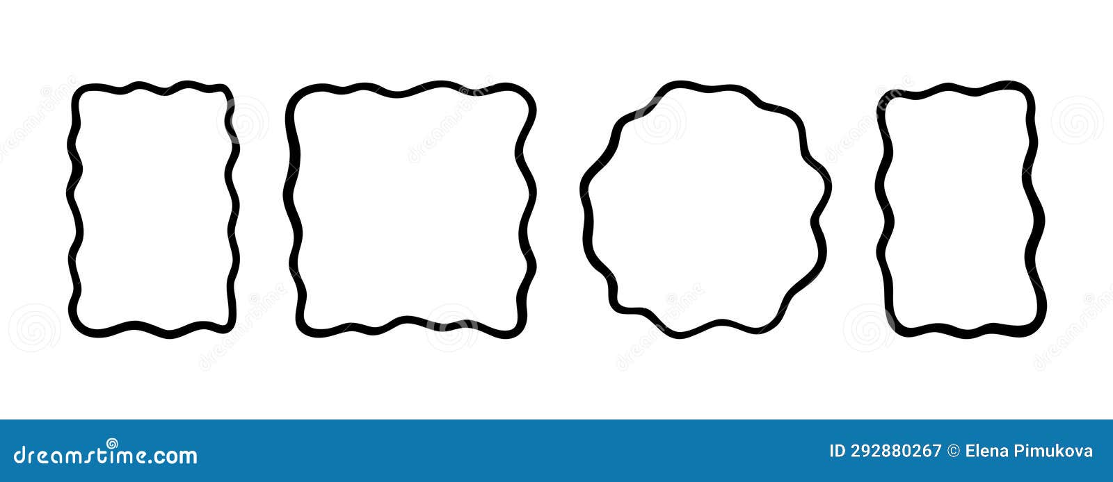 Doodle Wave Curve Edge Frame. Hand Drawn Wavy Rectangle Borders Stock ...