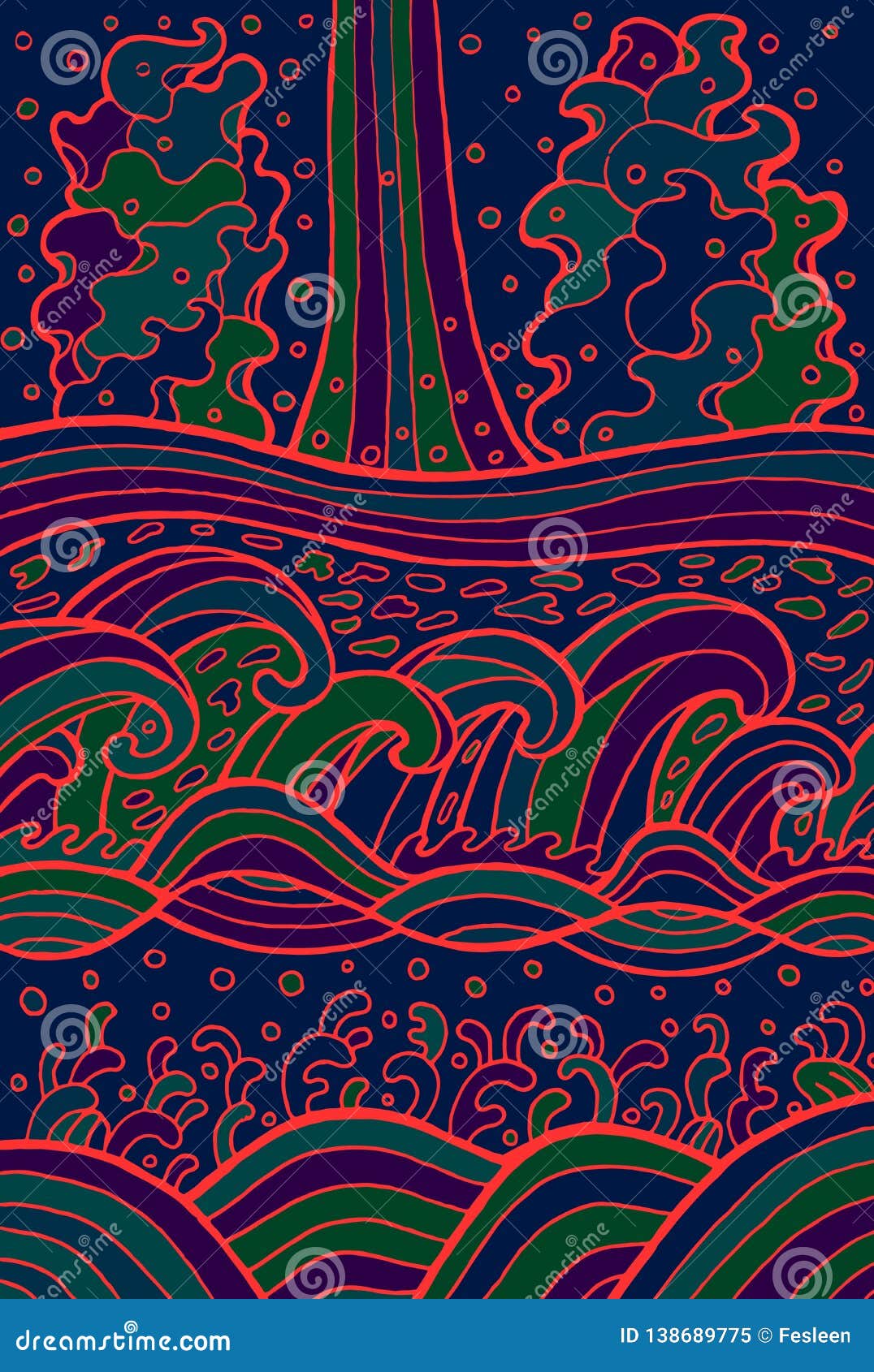 Psychedelic Water Wave Pattern In Bold And Eye Catching Color Royalty ...