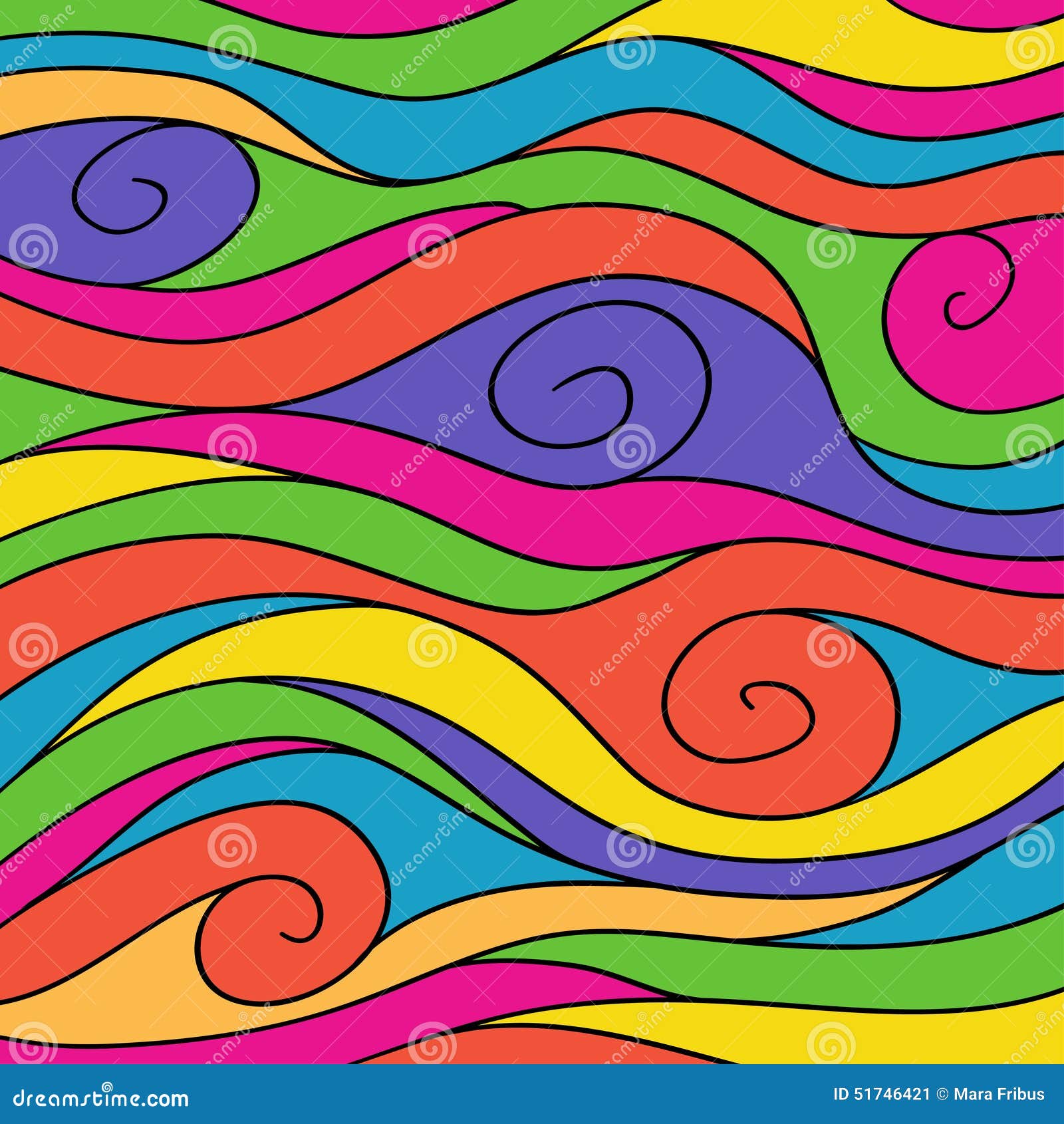 Doodle-waves-bright-1 stock vector. Illustration of doodle - 51746421
