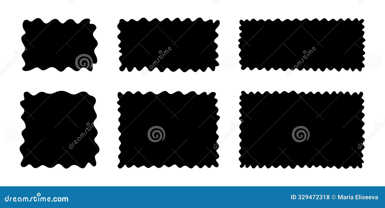 Doodle Wavy Curve Edge Frame. Hand Drawn Wave Rectangle Borders. Brush ...