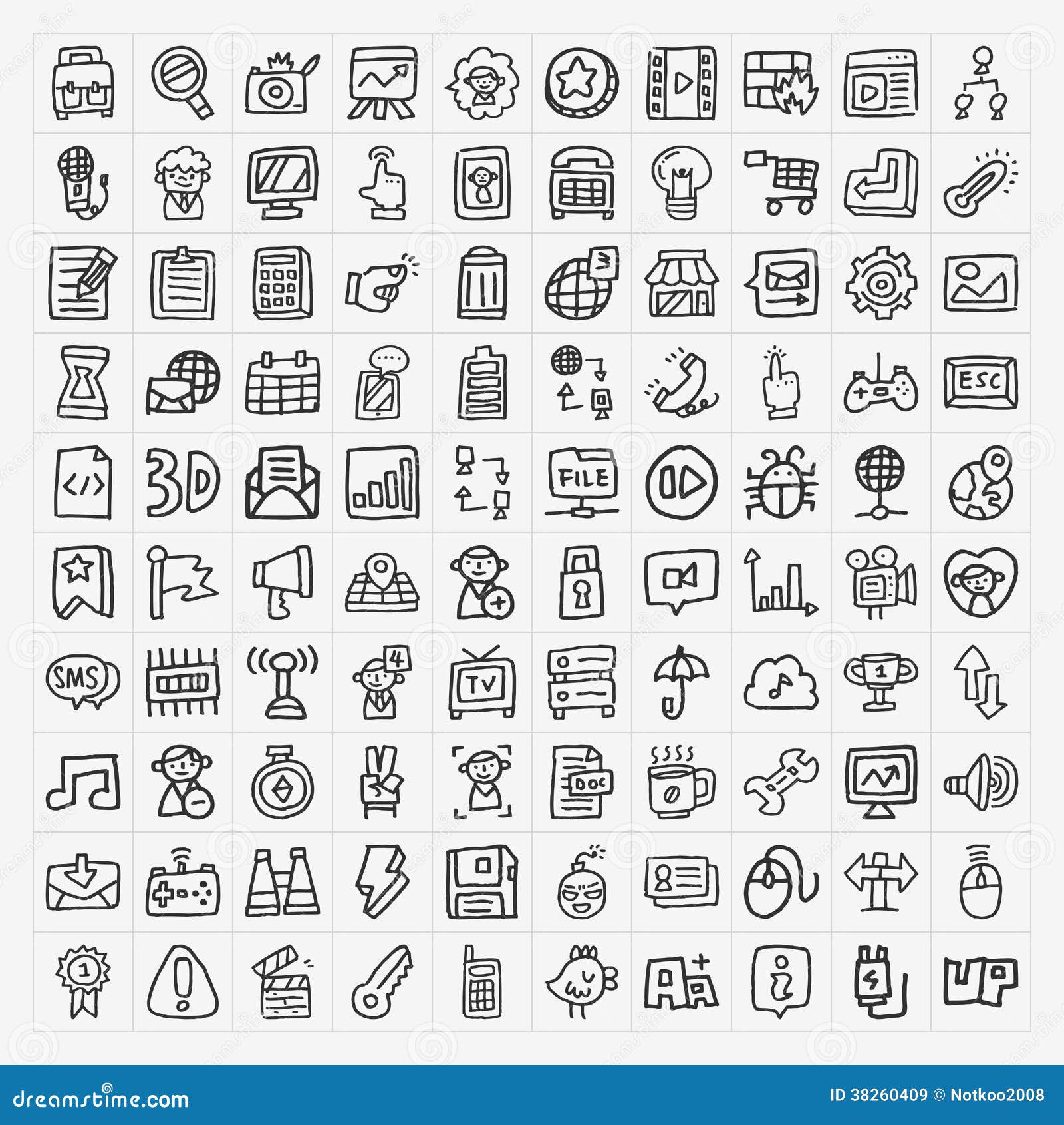 Doodle web icons set stock vector. Illustration of computer - 38260409