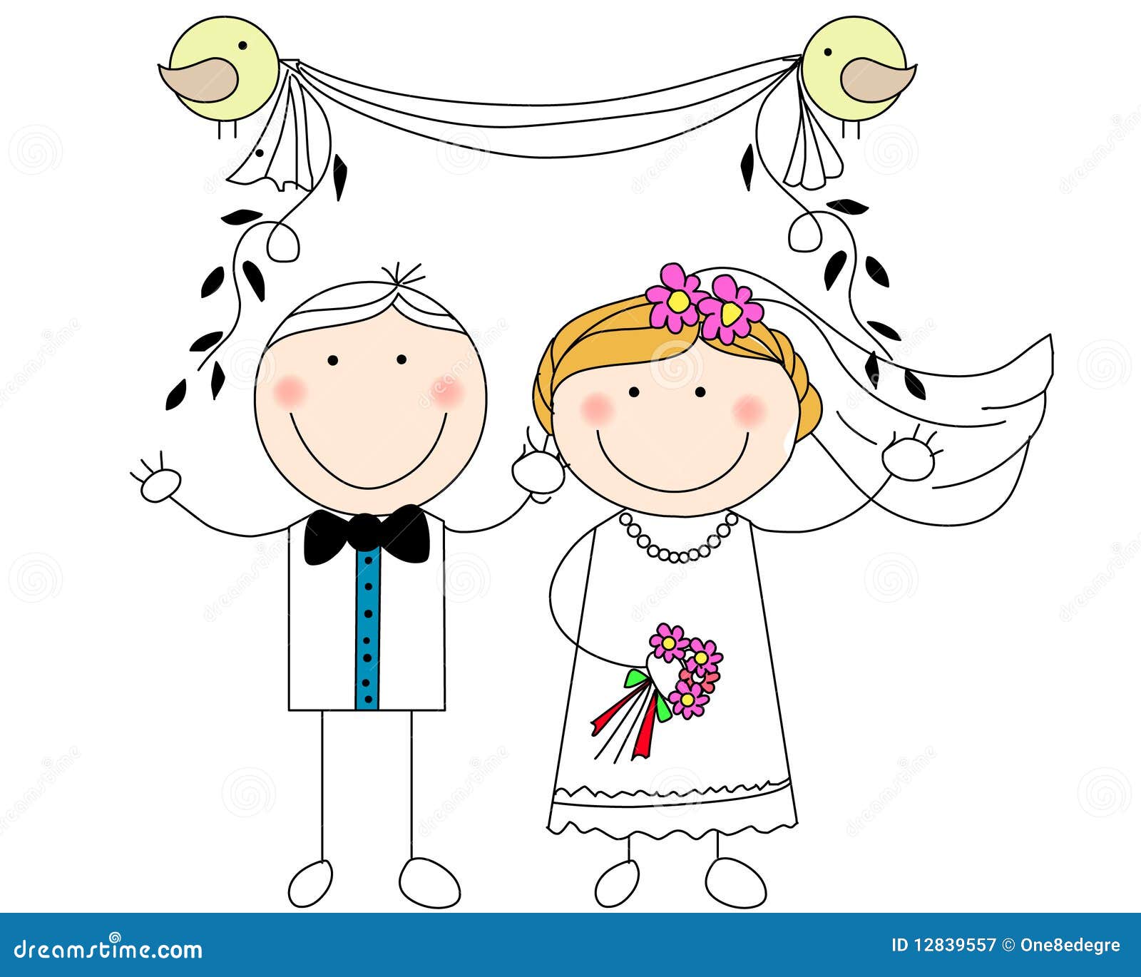Doodle wedding couple stock vector. Illustration of cards - 12839557