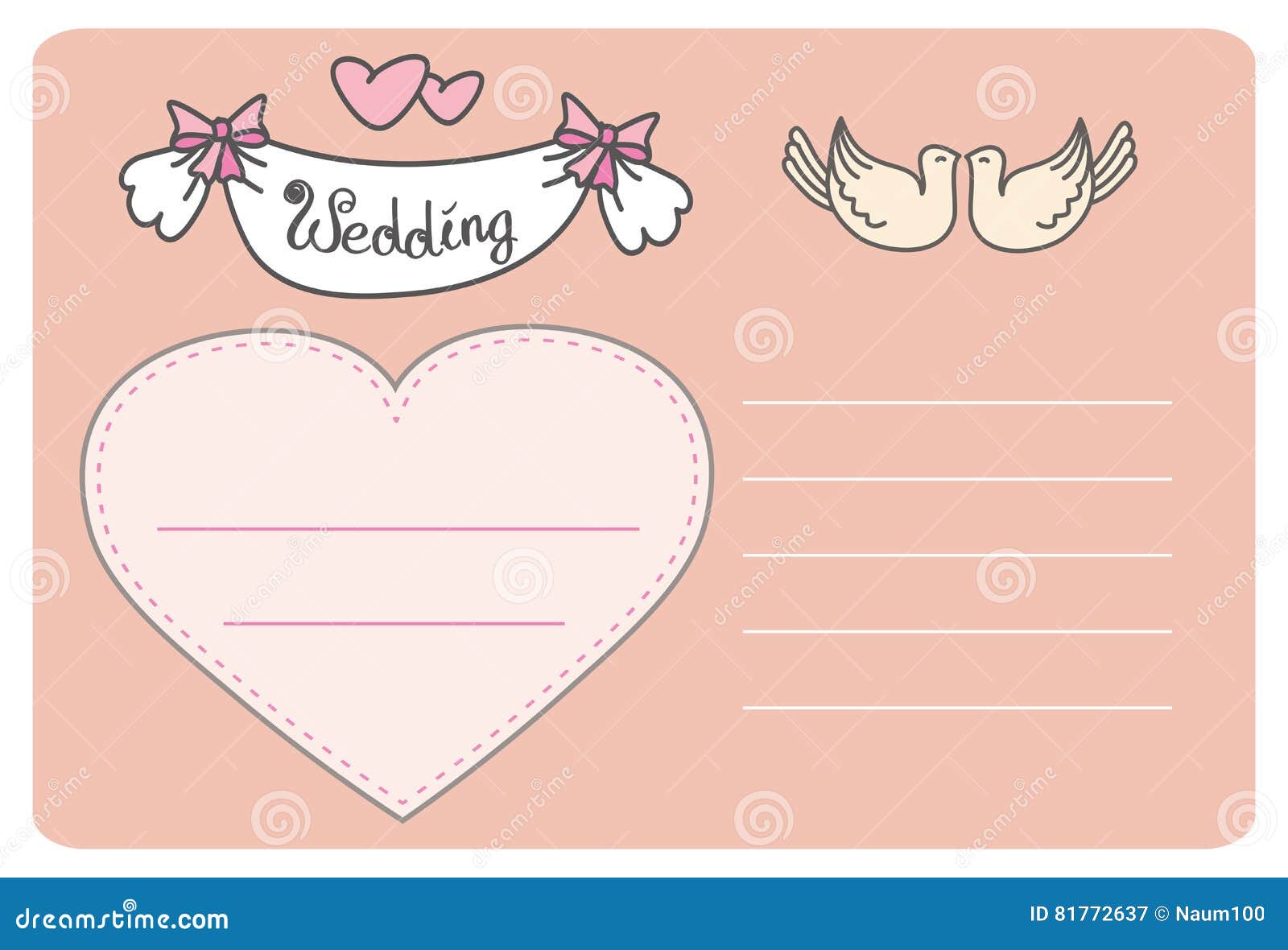 Doodle Wedding Invitation Card Stock Vector - Illustration of icon ...