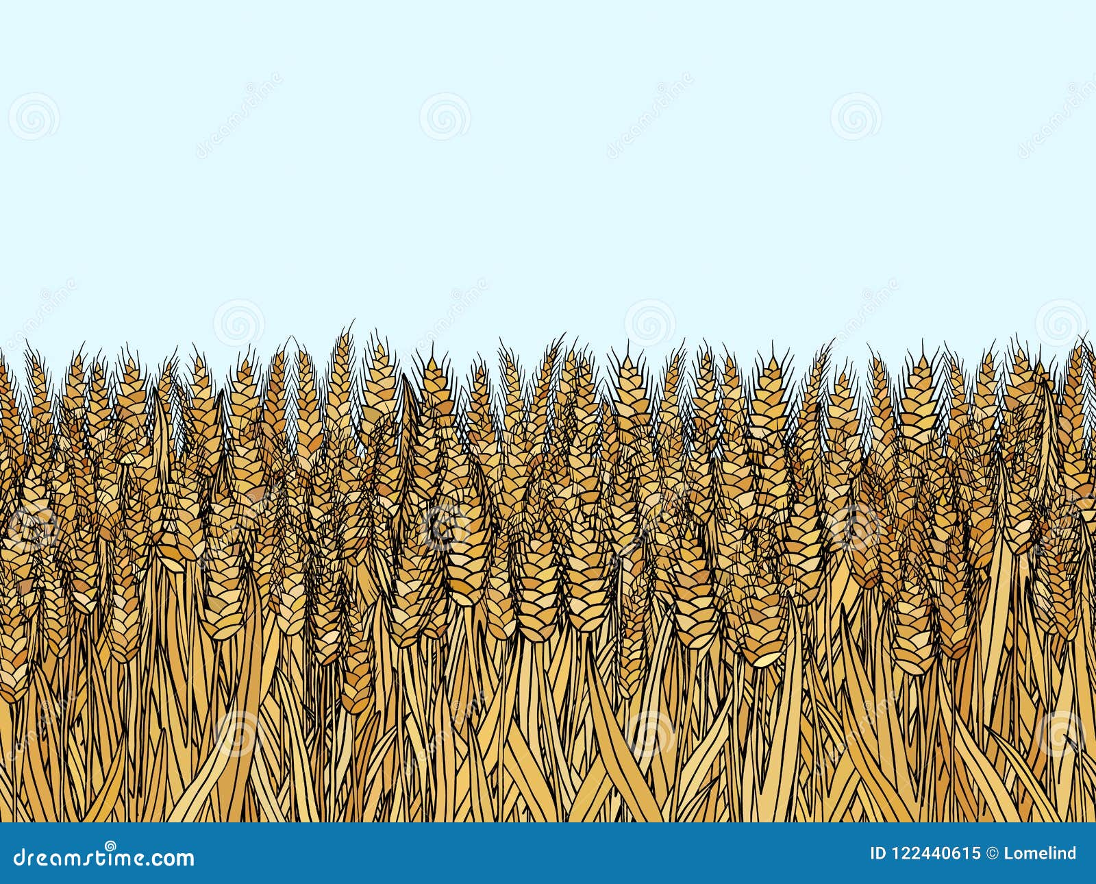 Doodle Wheat Seamless Pattern Stock Illustration - Illustration of gold ...