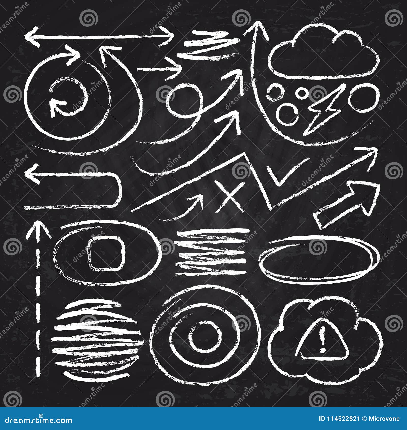 Doodle White Arrows and Chalk Design Stroke Scribble Elements. Sketch ...