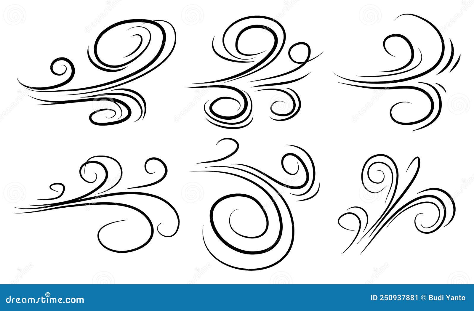 Doodle Wind Blow, Gust Design Isolated on White Background Stock Vector ...