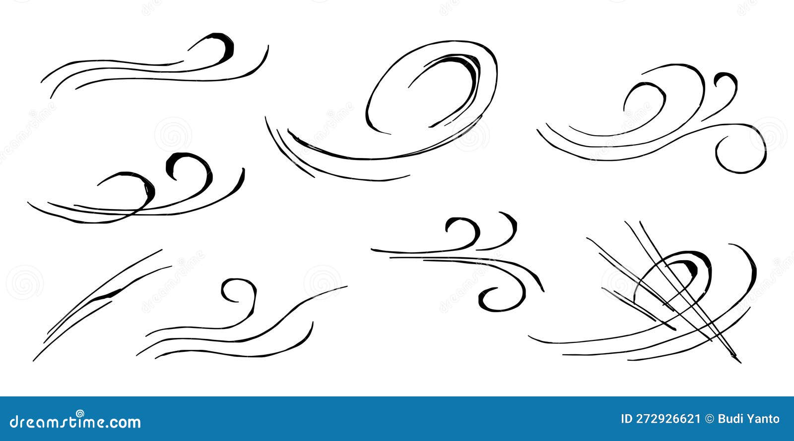 Doodle Wind Blow, Gust Design Isolated On White Background Cartoon ...
