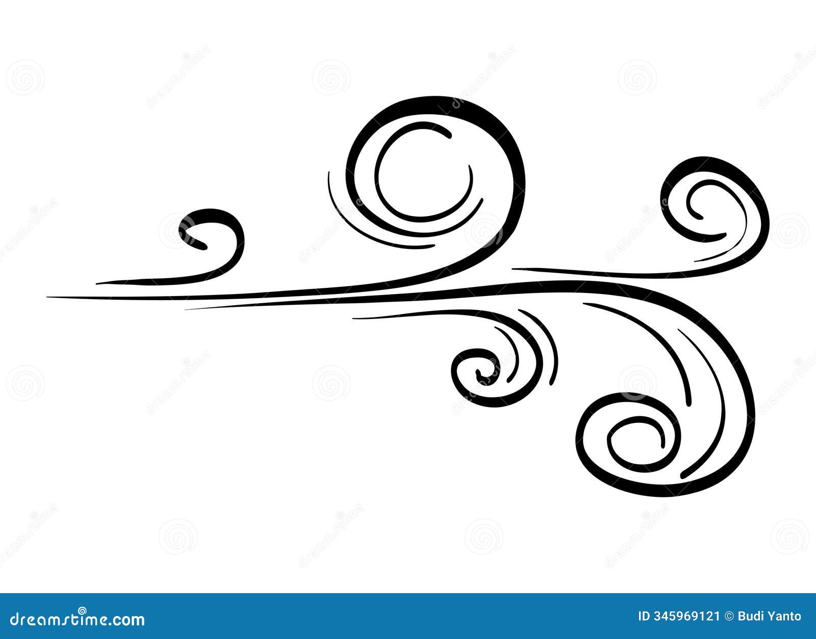 Doodle Wind Lines. Air Sketch. Cartoon Hand Drawn Windmill. Vector Wave ...