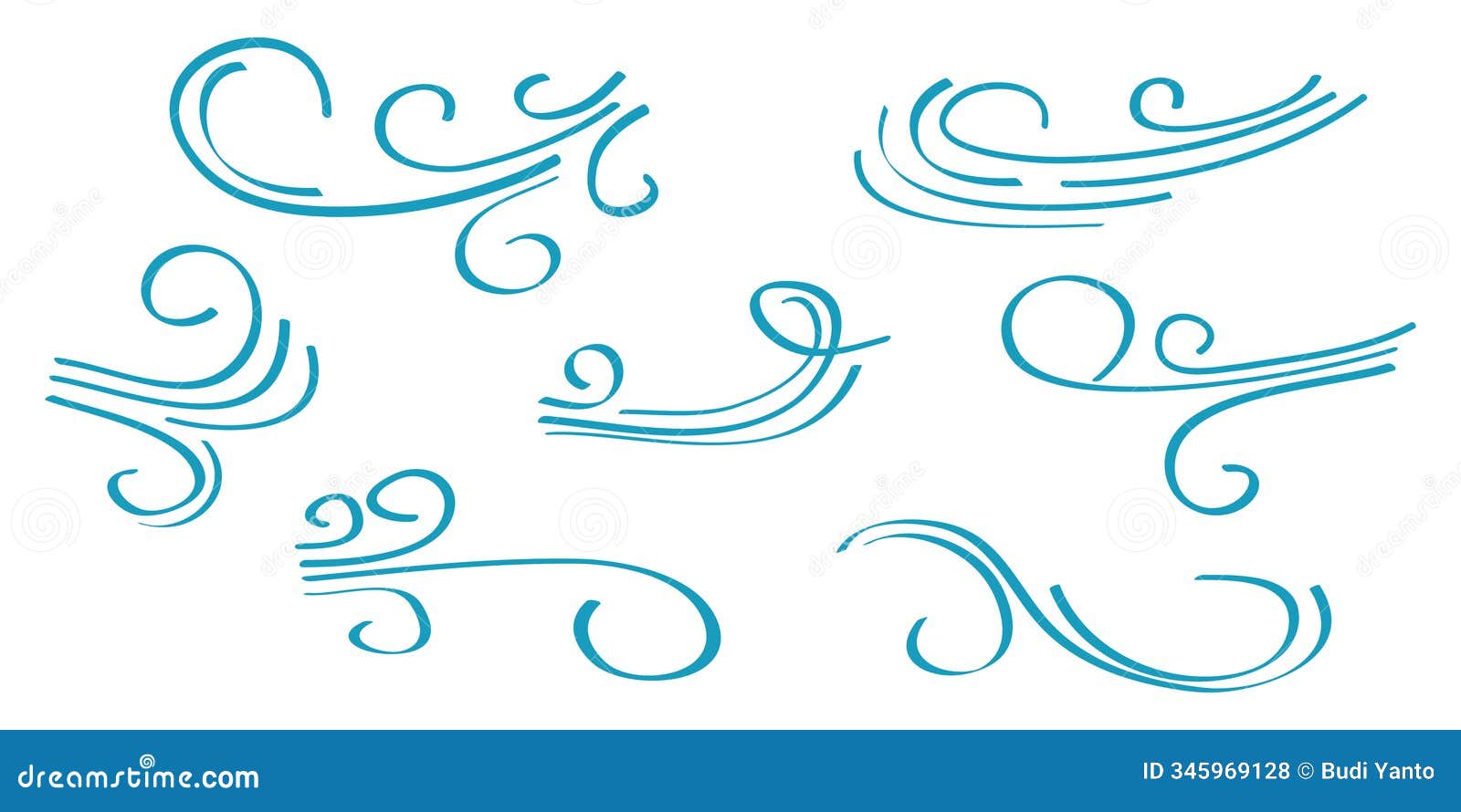 Doodle Wind Lines. Air Sketch. Cartoon Hand Drawn Windmill. Vector Wave ...